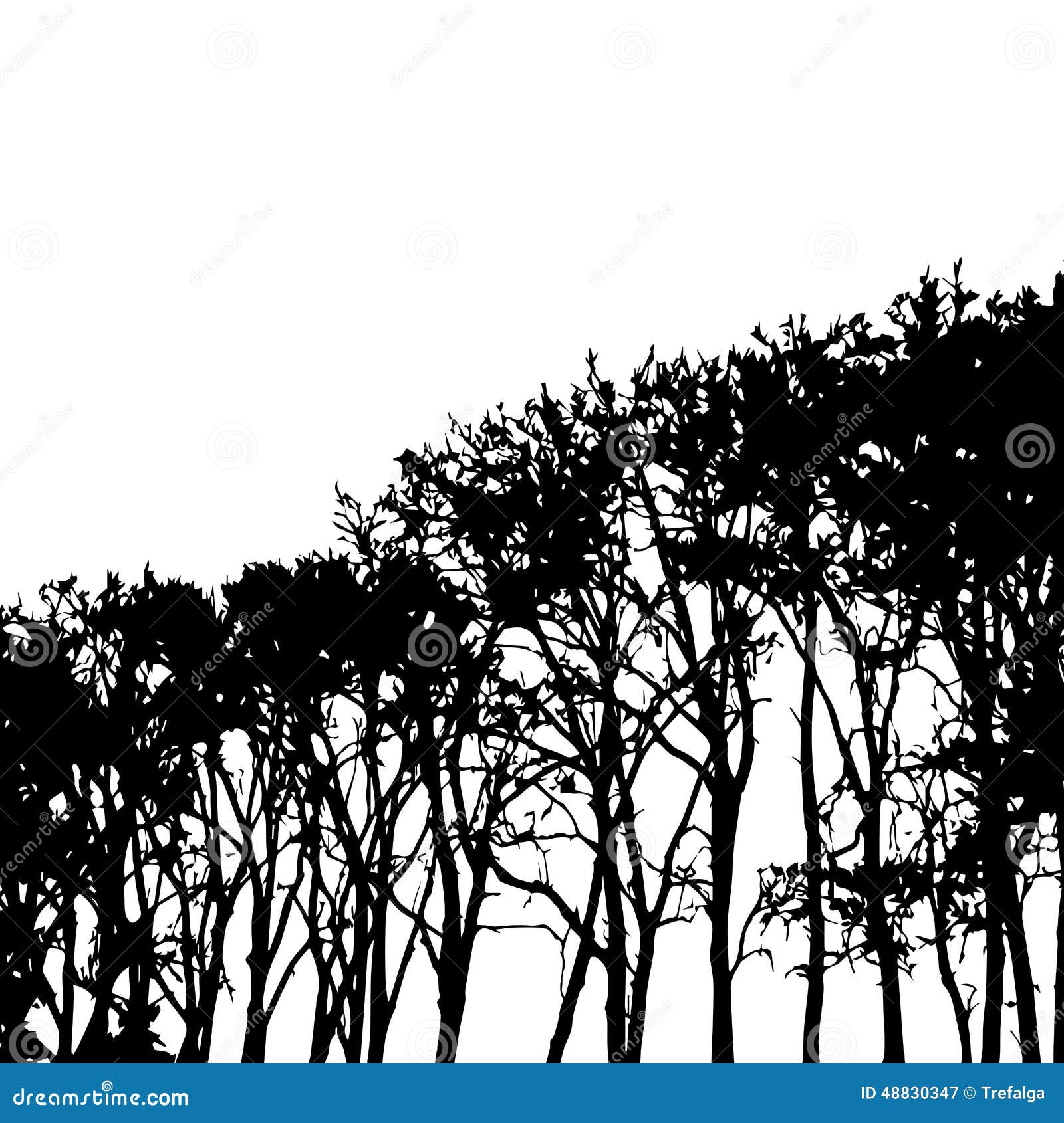 Vector Black and White High Trees Silhouettes Design Element Stock ...