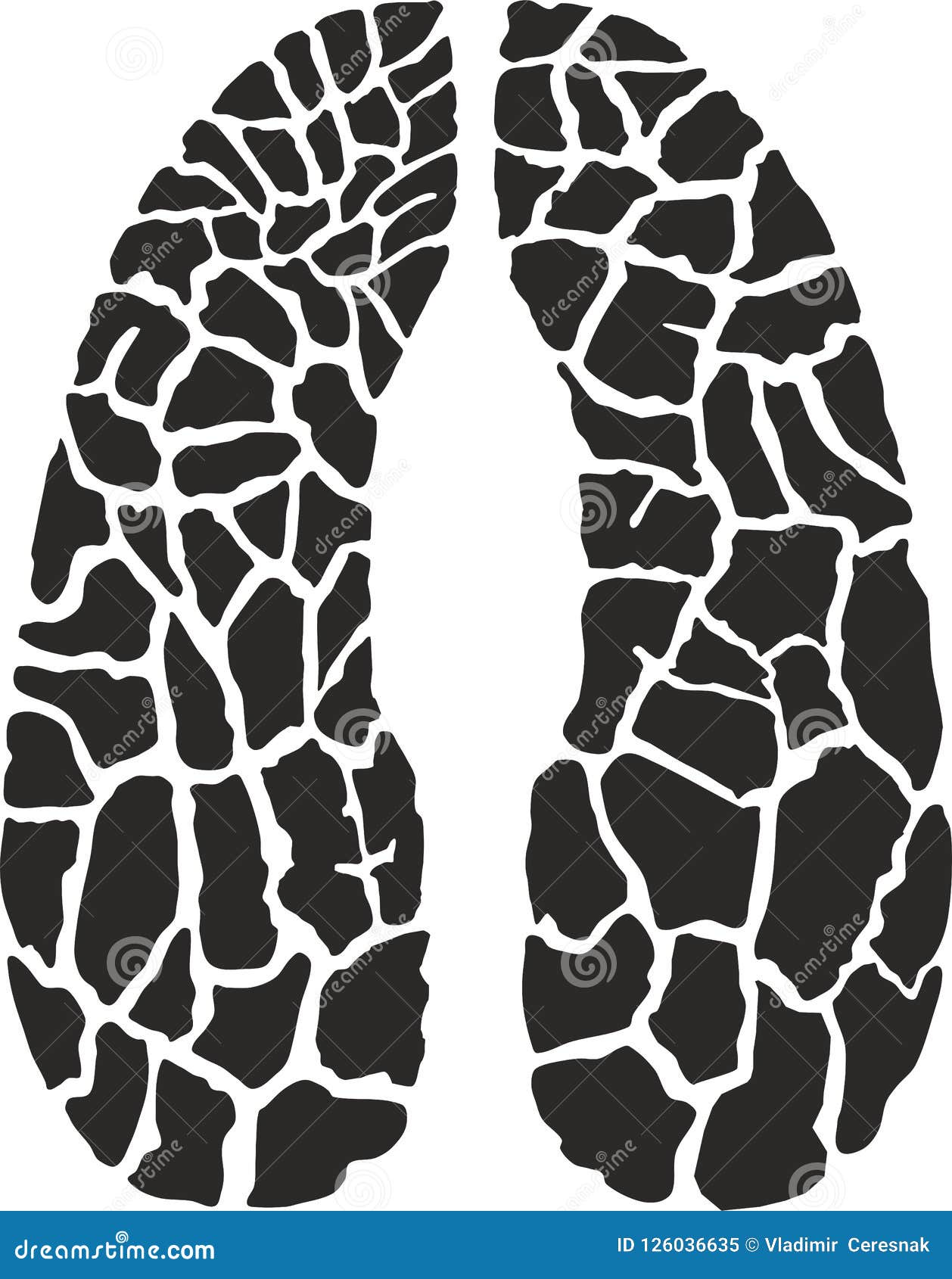 Vector Black and White Illustration Giraffe Footprint Stock Vector ...