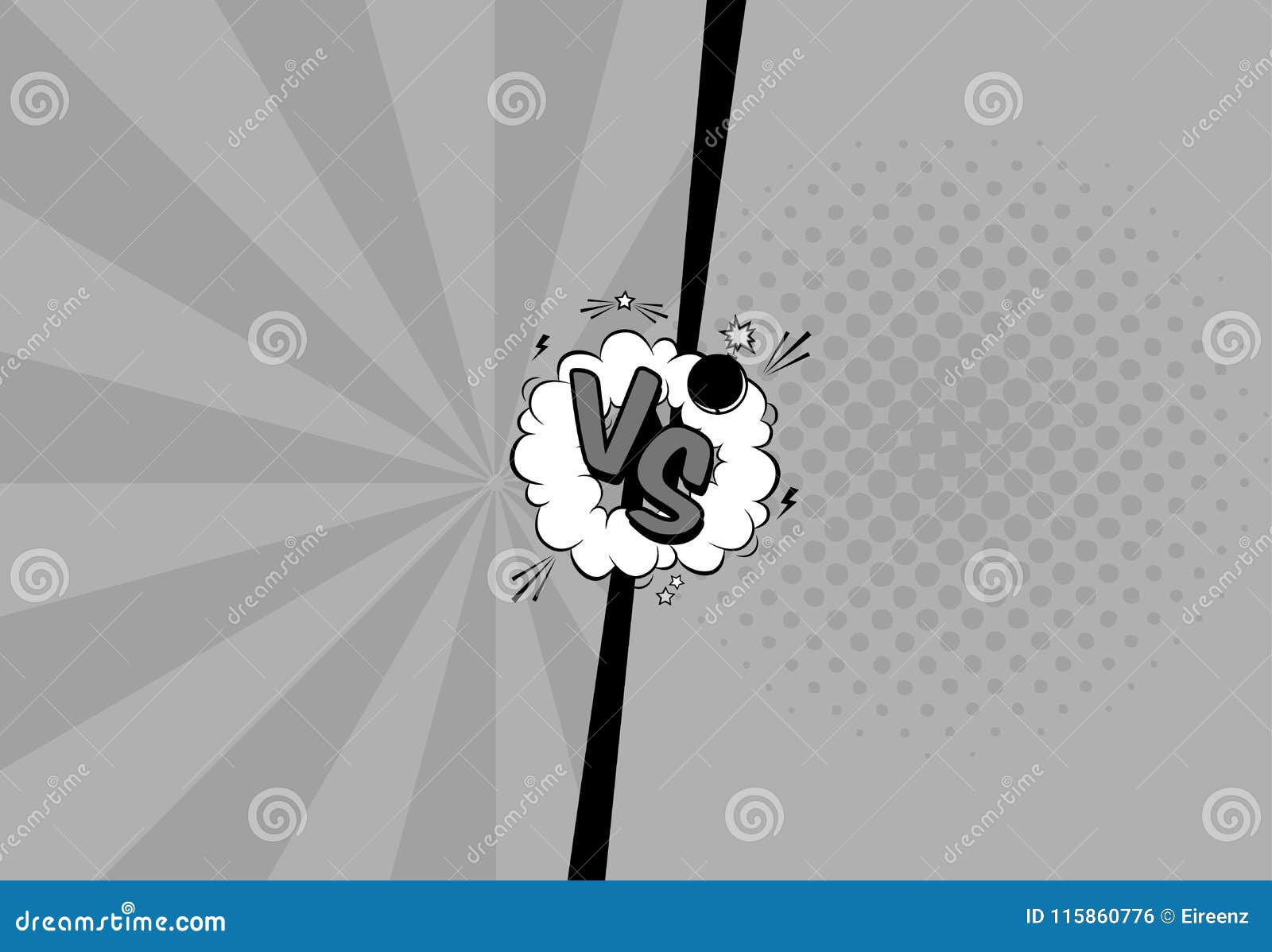 Vector Illustration of Versus Letters with Speech Bubble, Bomb Stock ...