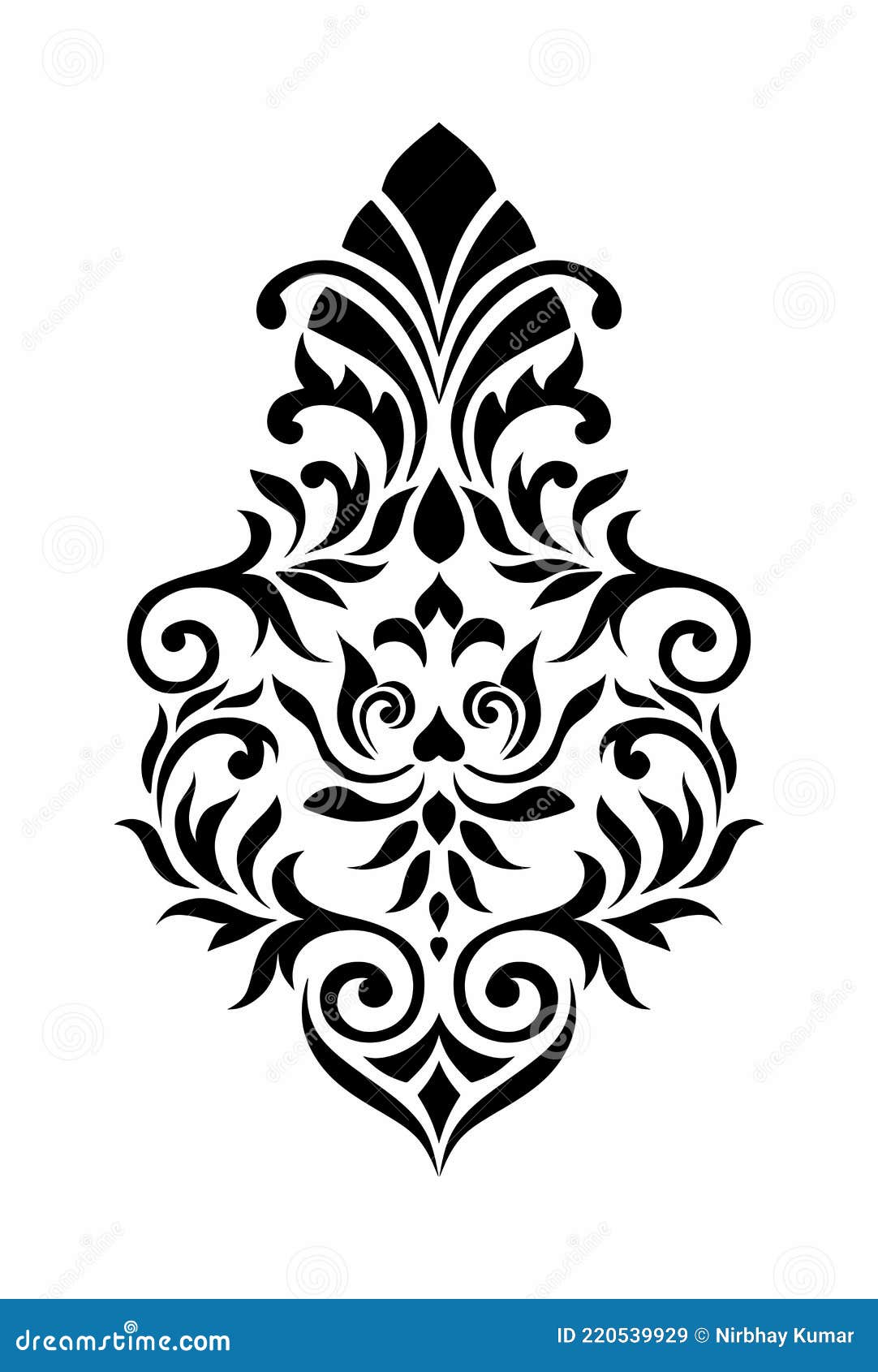 Damask Floral Scroll Design Background Stock Vector - Illustration of ...
