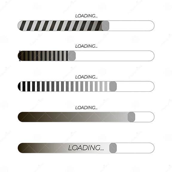 Vector Black and White Loading Bar Futuristic Illustrations, Icons Set ...