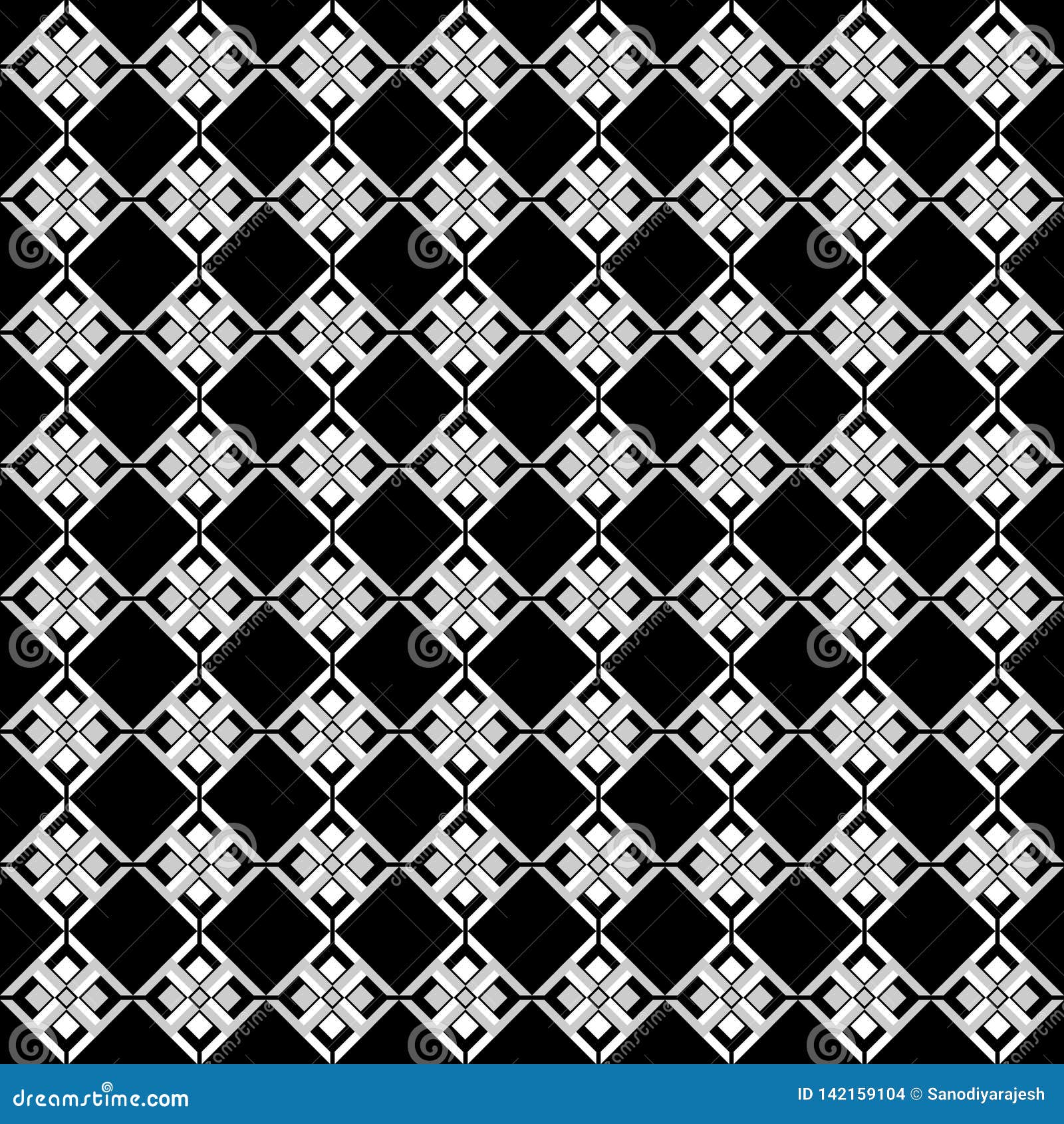 Vector Black and White Monotone Seamless Geometrical Pattern. Stock ...