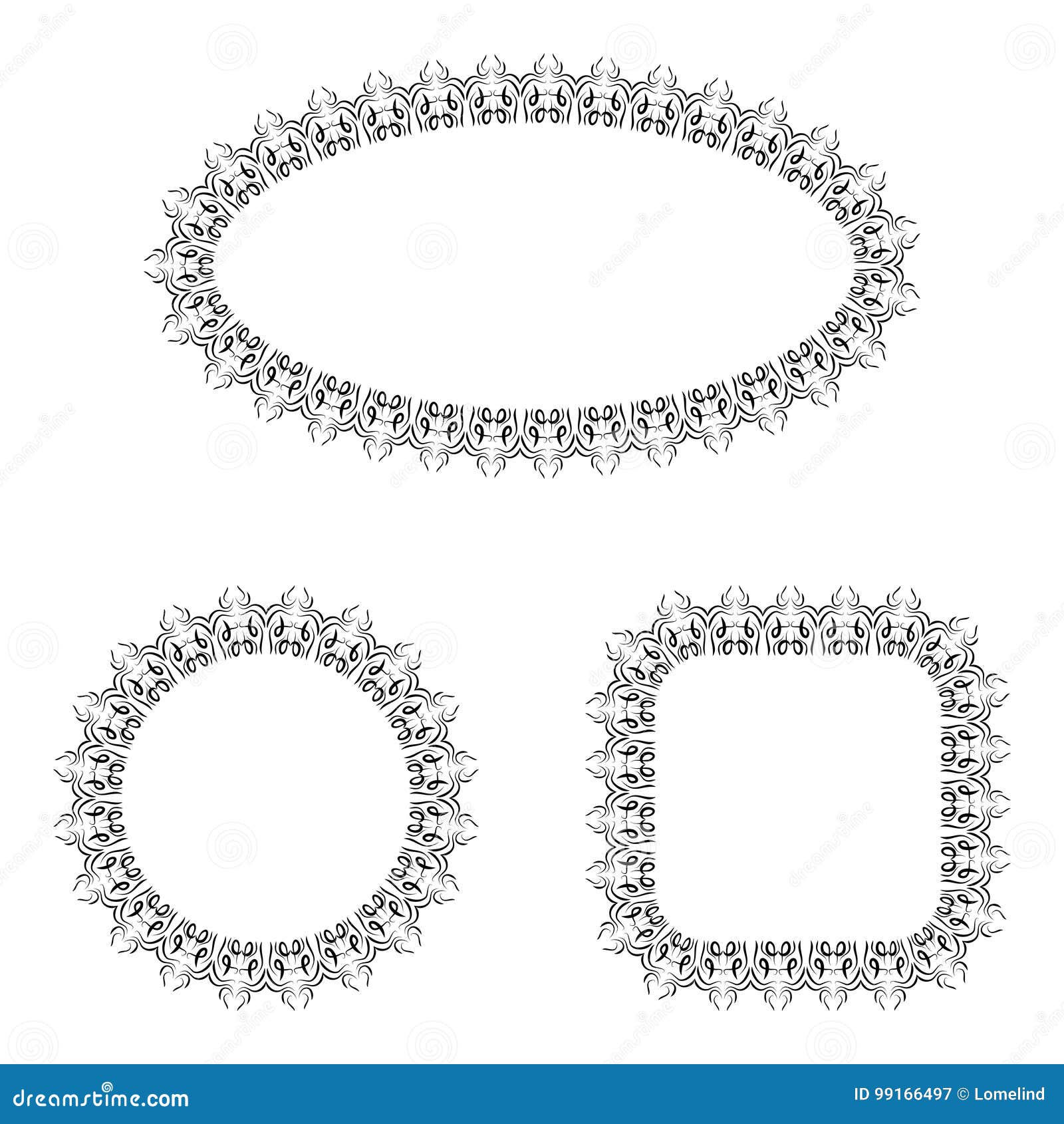Vector Black and White Ornate Frames Set Stock Illustration ...