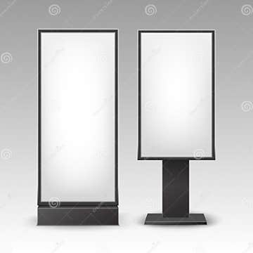 Vector Black White Poster Stands Pillars for Indoor Advertising Side ...