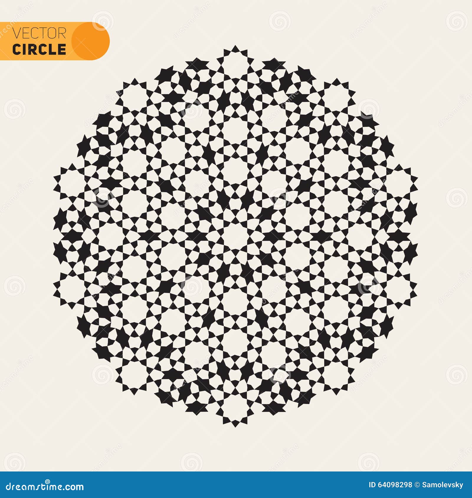 Vector Black and White Radial Arabic Rosette Geometric Star Tiling ...