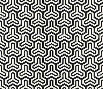 Vector Black and White Rounded Hexagonal Trinity Shape Outline Lattice ...