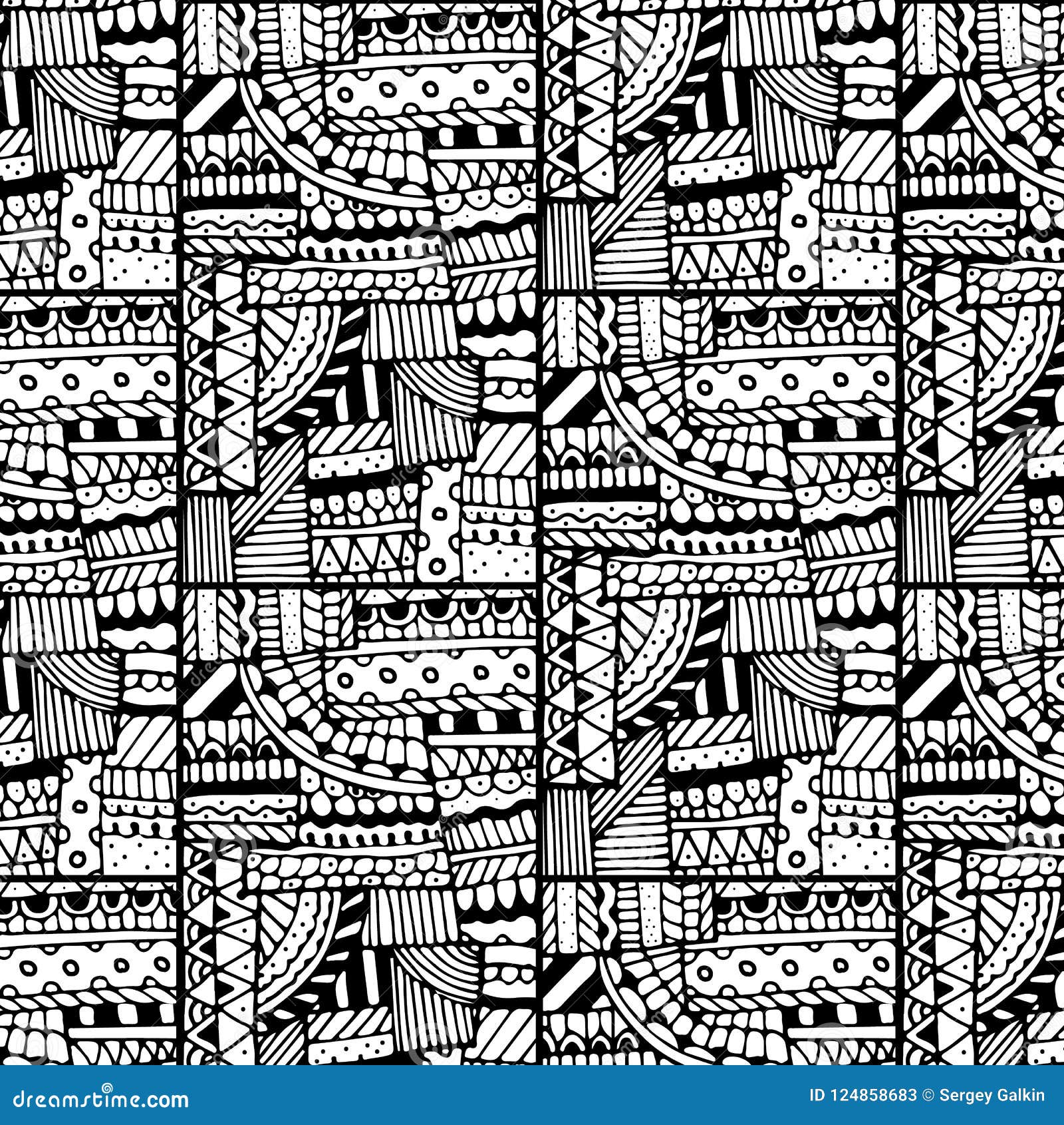 Seamless doodle pattern stock vector. Illustration of vector - 124858683