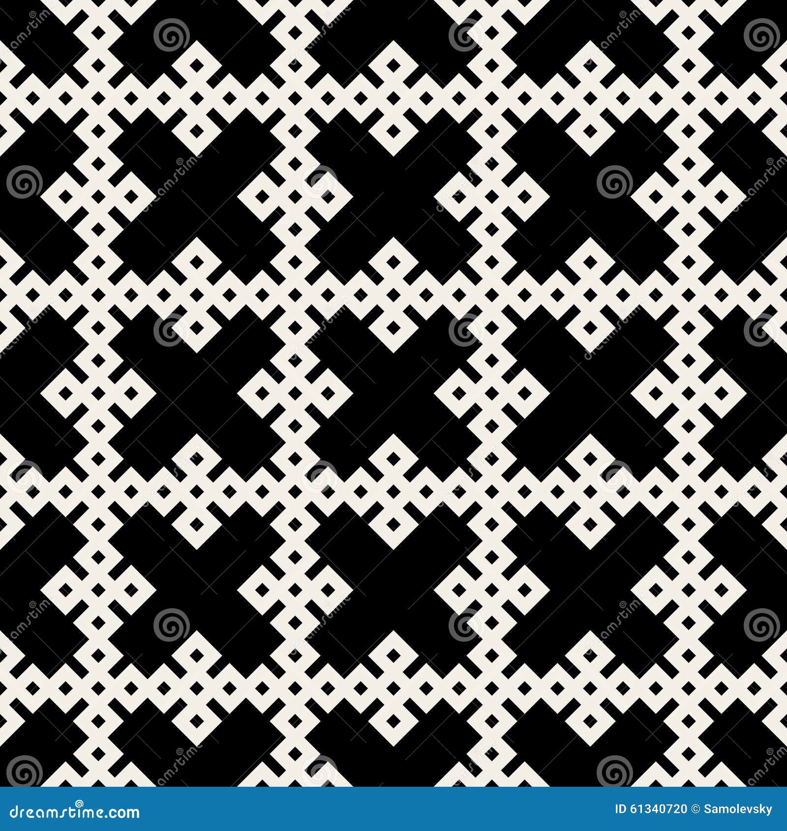 Vector Black & White Seamless Geometric Square Rhombus Grid Ethnic ...