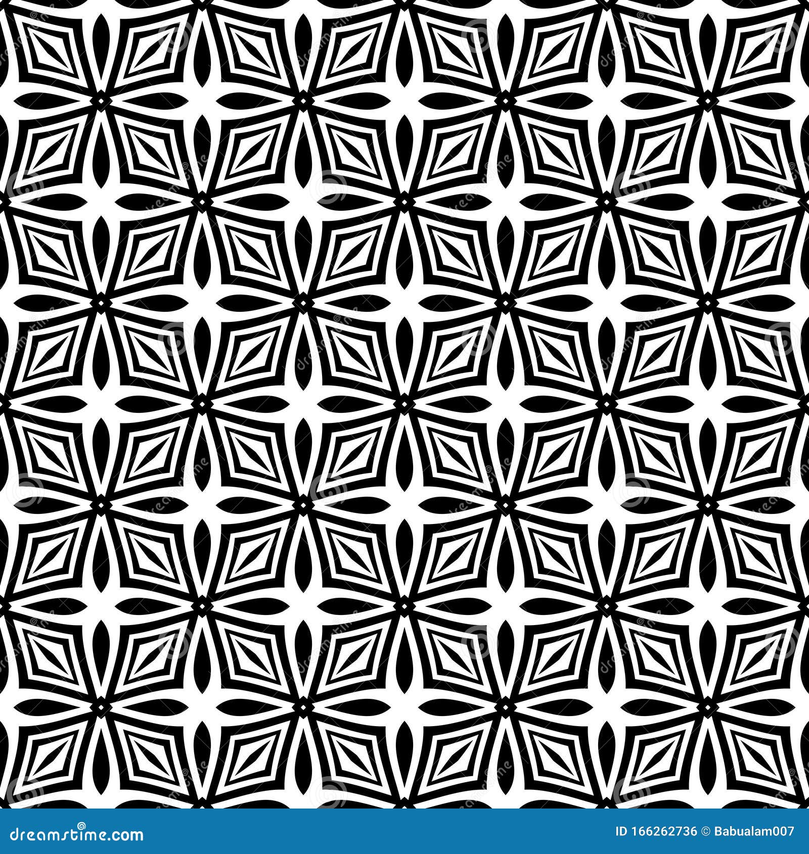 Vector Black and White Seamless Octagon and Rhombus Pattern, Simple ...