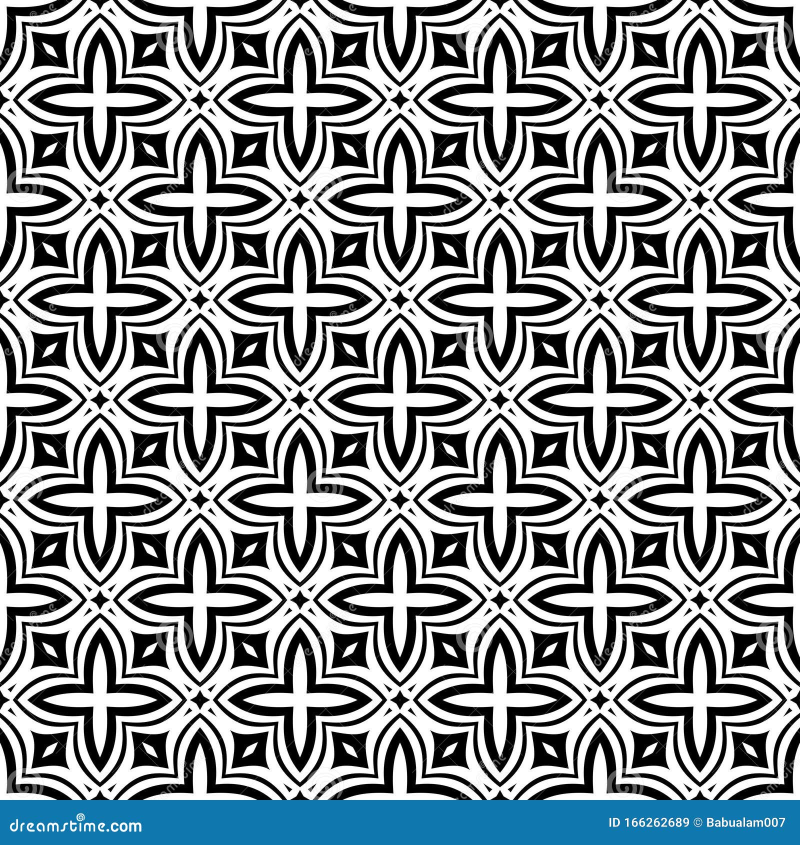 Vector Black and White Seamless Octagon and Rhombus Pattern, Simple ...