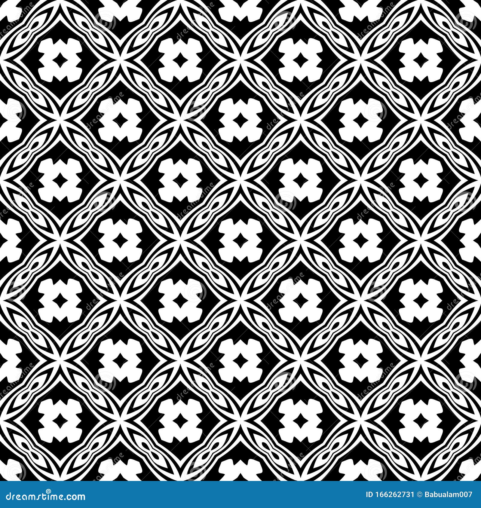 Vector Black and White Seamless Octagon and Rhombus Pattern, Simple ...