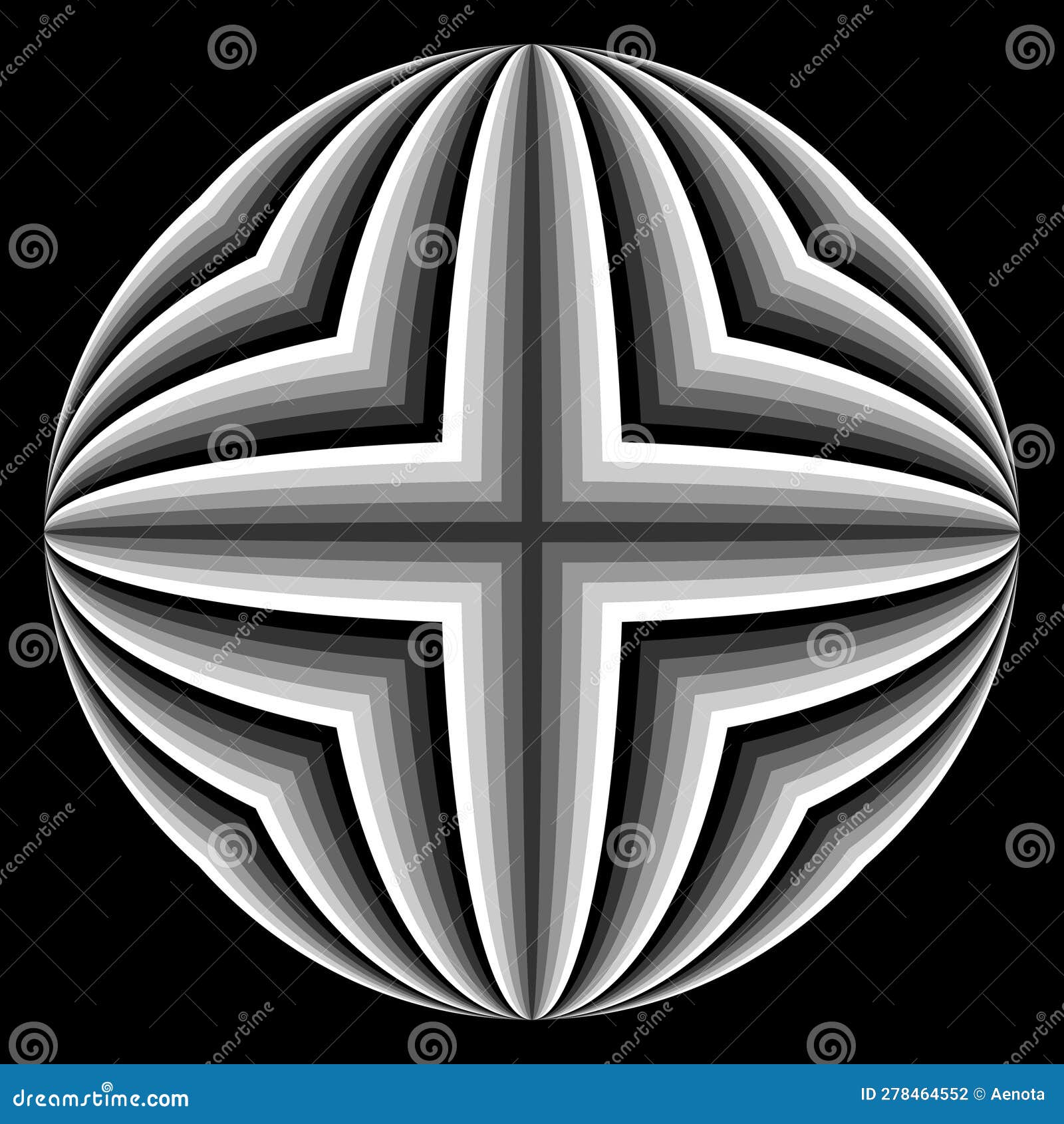 Vector Black and White Spherical Graphic Element Generative Art Stock ...