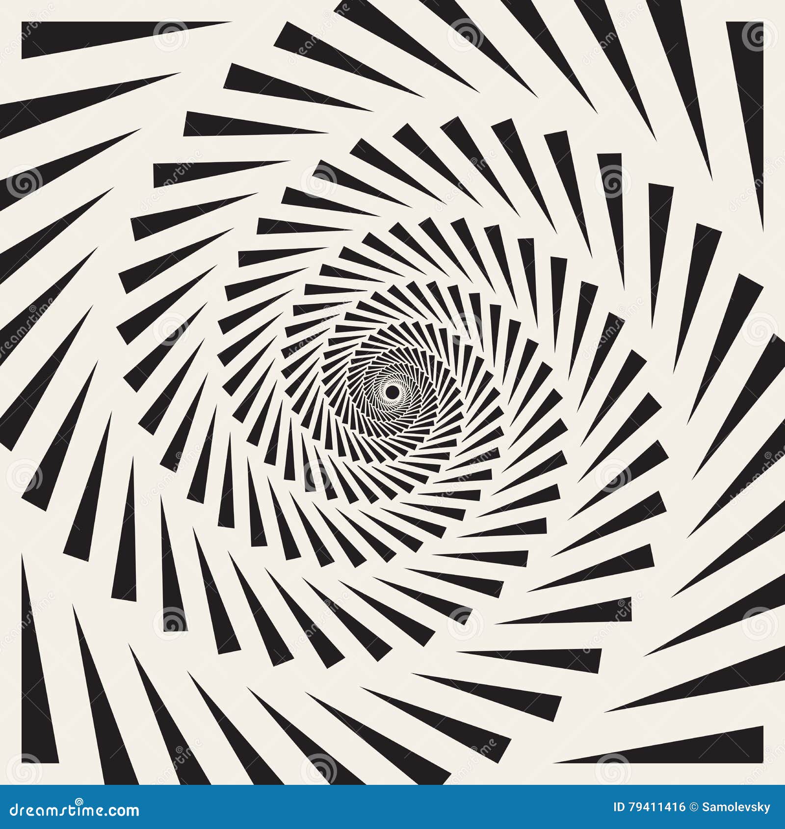 Vector Black and White Spiral Triangles Swirl Abstract Optical Illusion ...