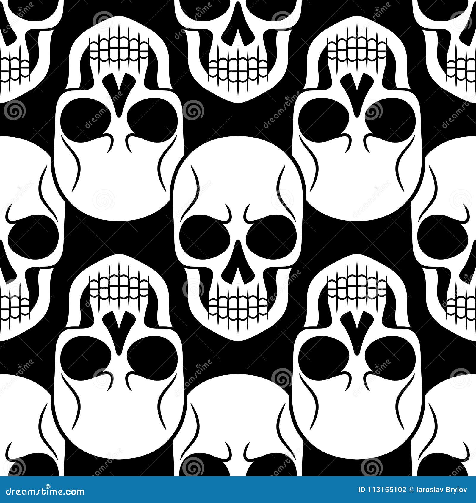 Tattoo Skull Seamless Pattern Stock Vector - Illustration of coloring ...