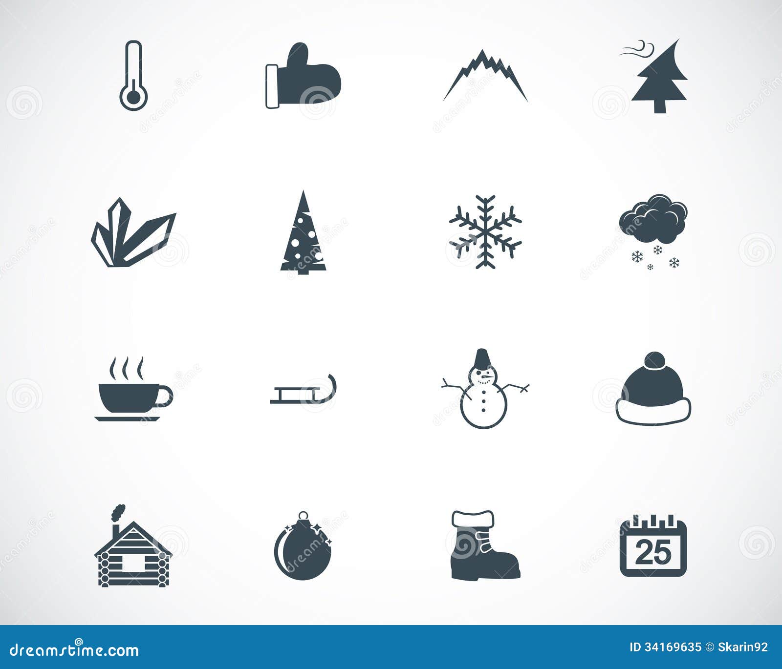 Vector black winter icons stock illustration. Illustration of seasonal ...