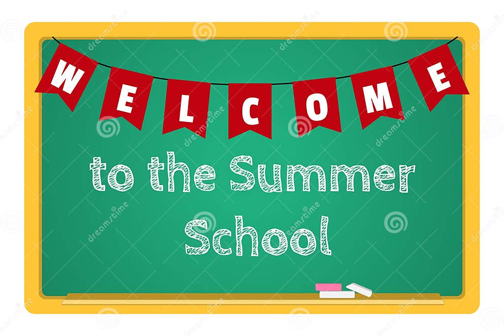 Vector Blackboard Stationery Summer School Stock Vector - Illustration ...