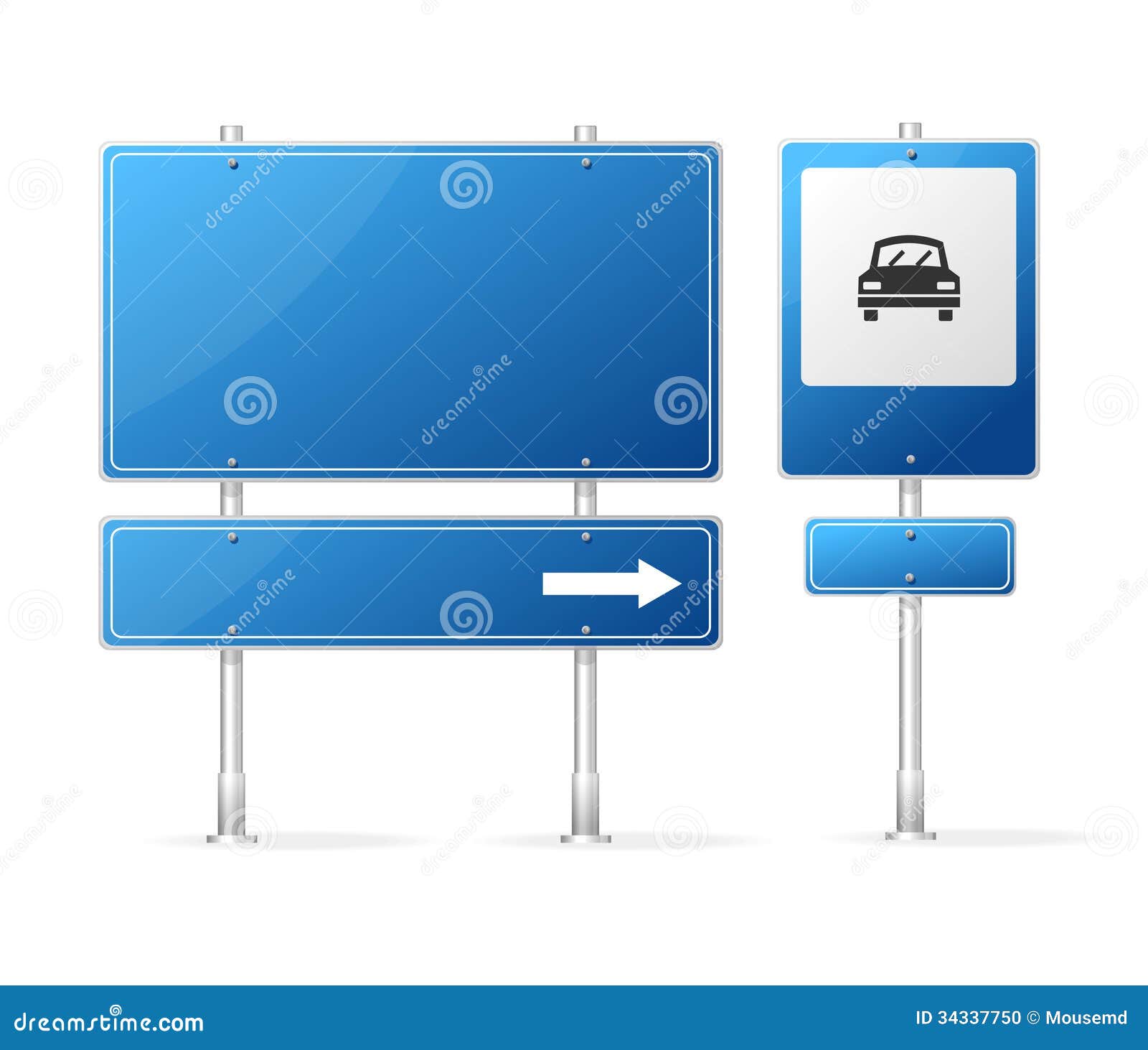 Vector Blank Blue Road Sign Stock Vector - Illustration of attention ...