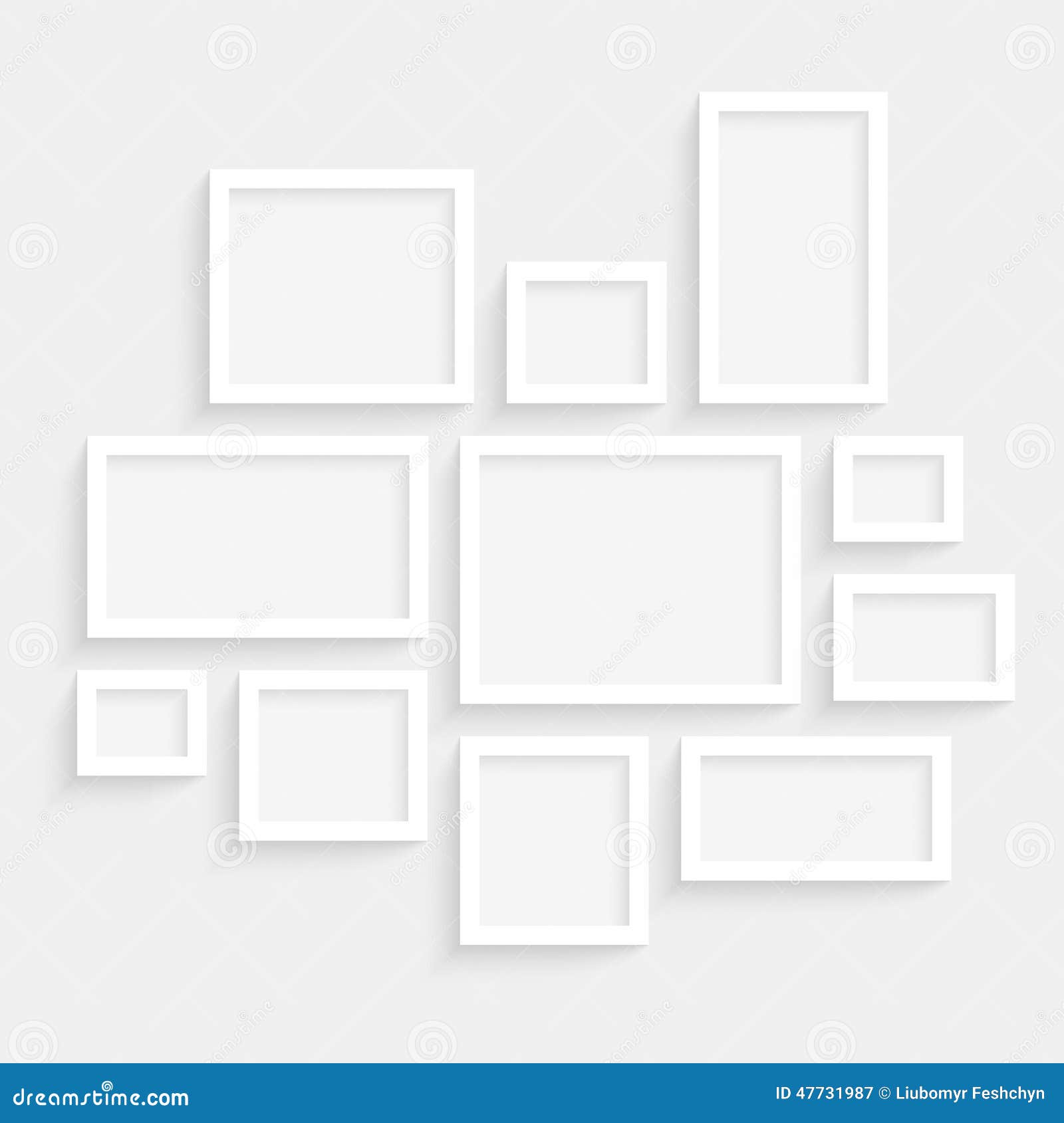 Vector Blank Frames Collection on Wall with Transparent Realistic ...