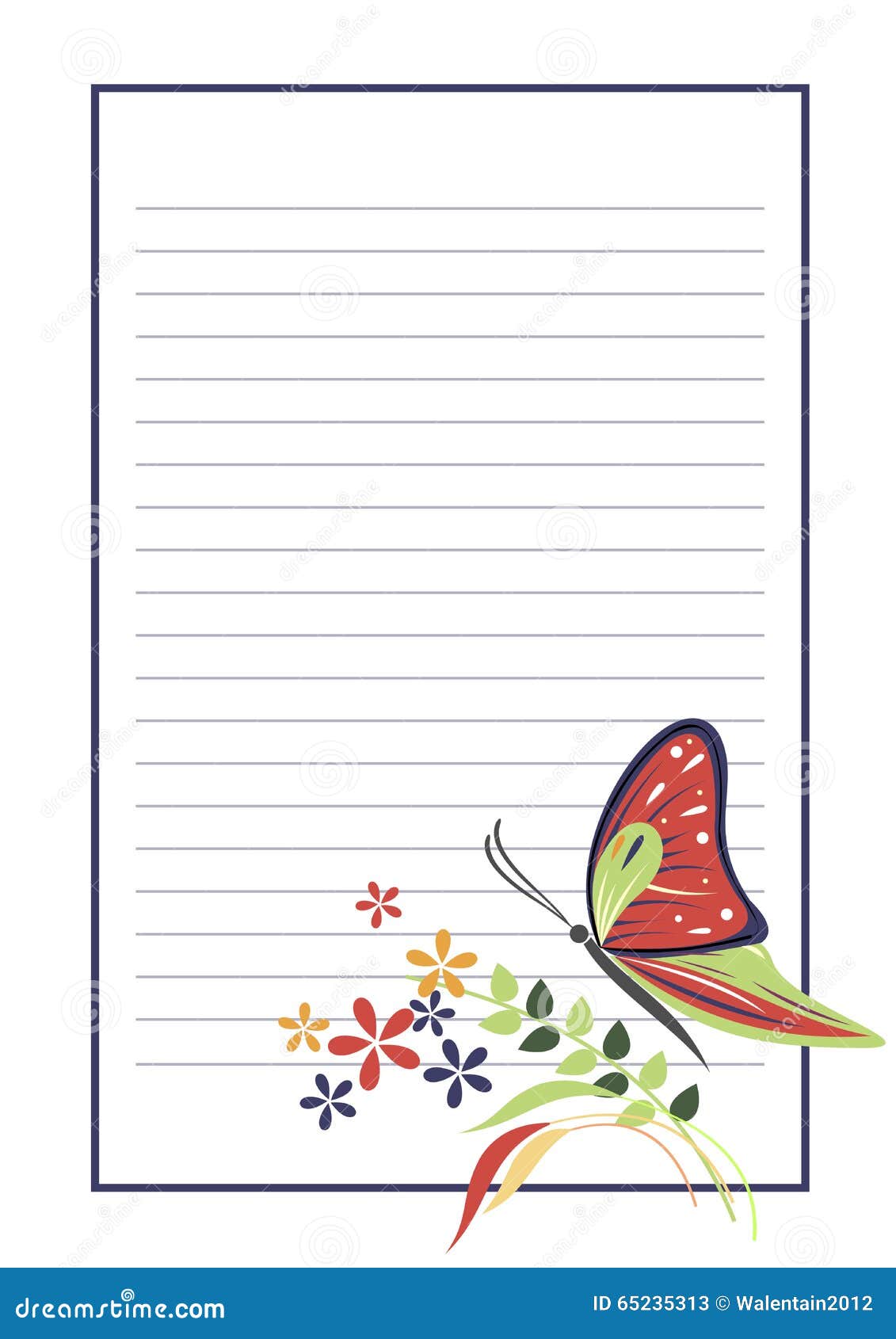 Vector Blank for Letter or Greeting Card. Form with Frame, Lines ...