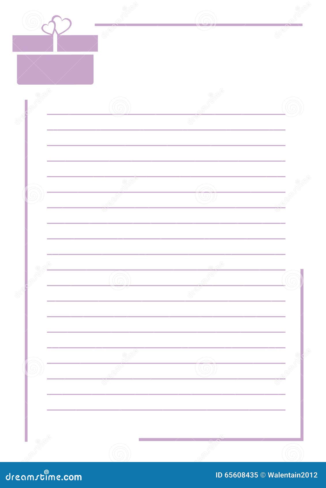 Vector Blank for Letter or Greeting Card. White Paper Form with Violet ...