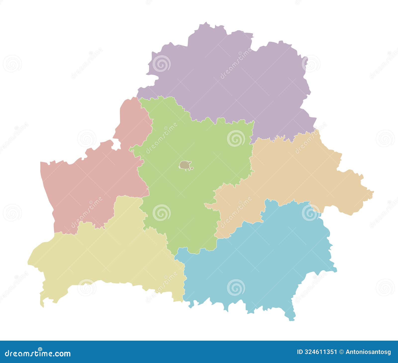 Vector Blank Map of Belarus with Regions or Oblasts and Administrative ...