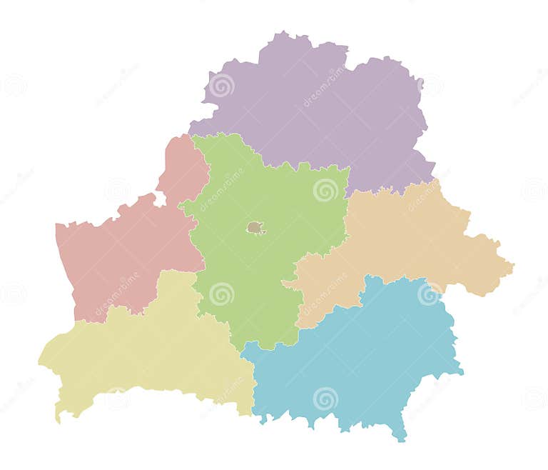 Vector Blank Map of Belarus with Regions or Oblasts and Administrative ...