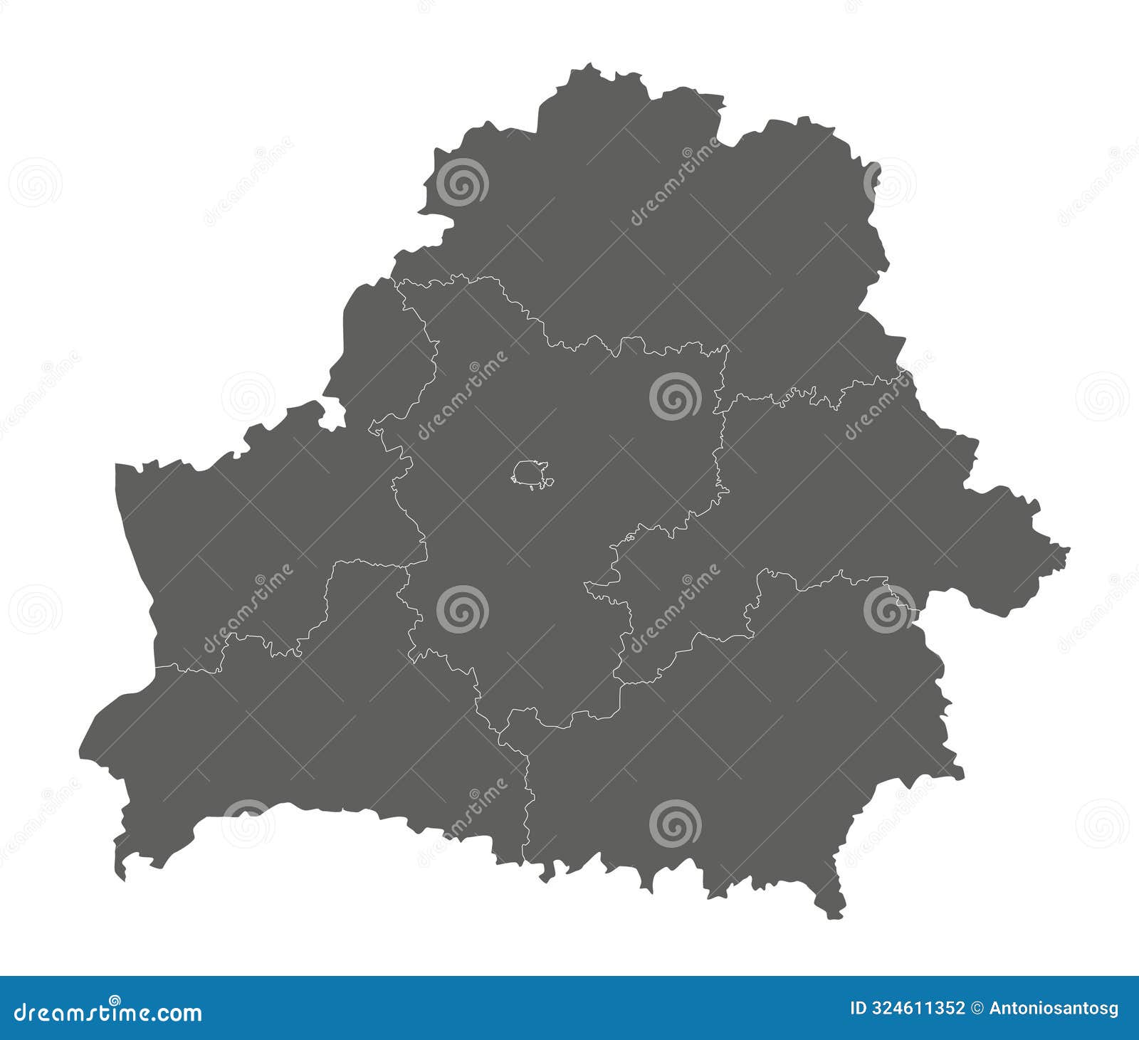 Vector Blank Map of Belarus with Regions or Oblasts and Administrative ...