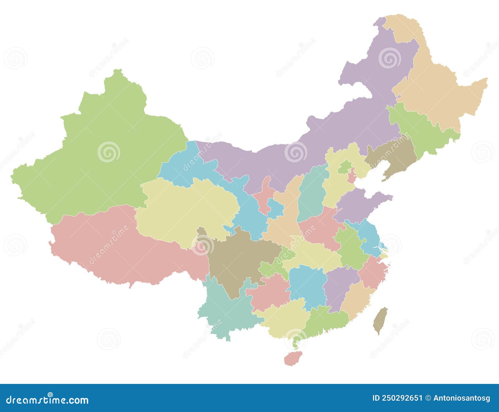 Vector Blank Map Of China With Provinces, Regions And Administrative ...