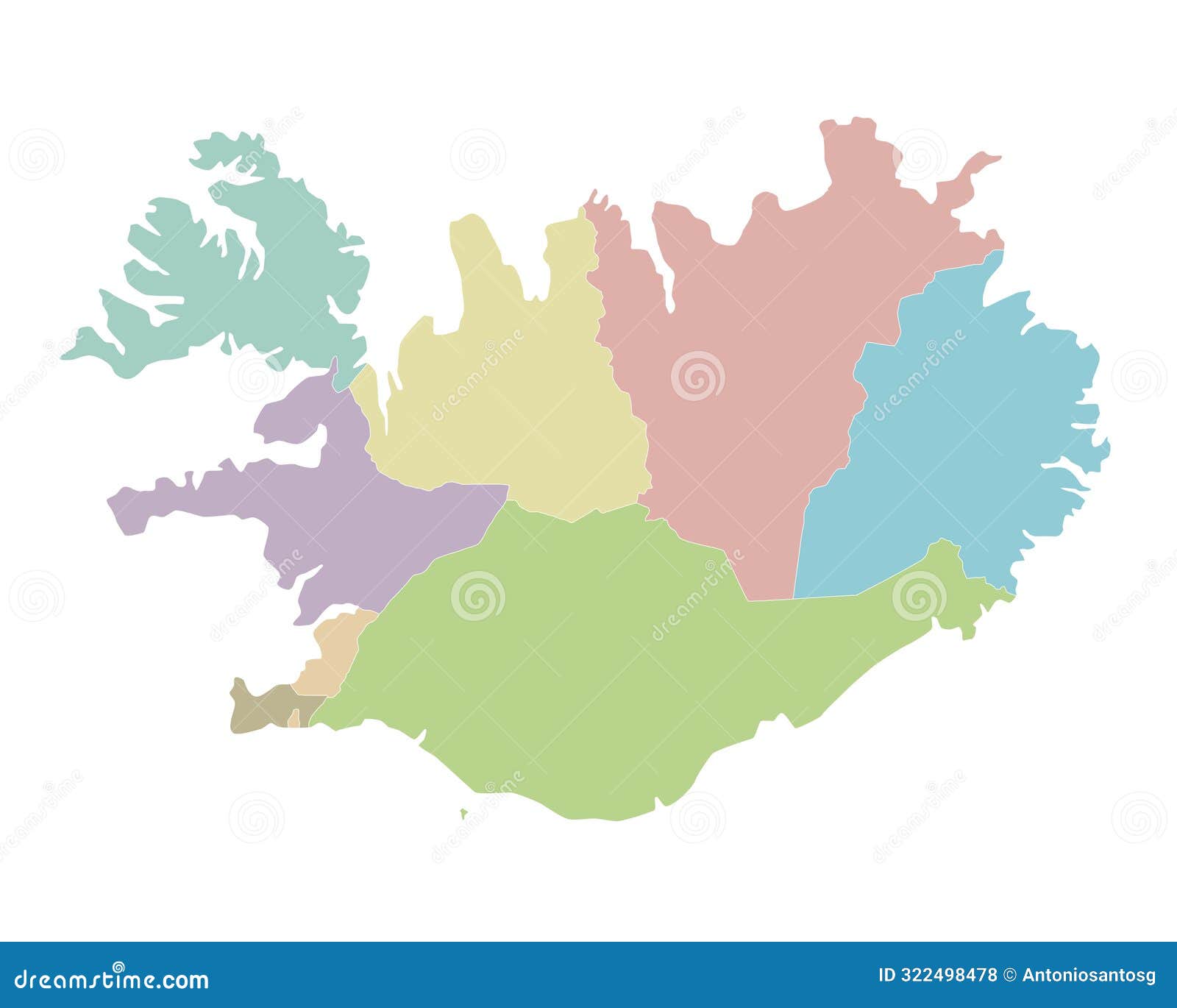 Vector Blank Map of Iceland with Regions and Administrative Divisions ...