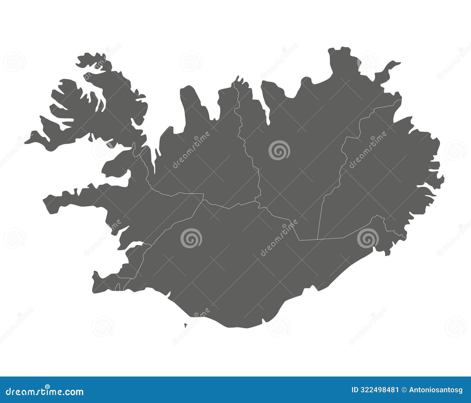 Vector Blank Map of Iceland with Regions and Administrative Divisions ...