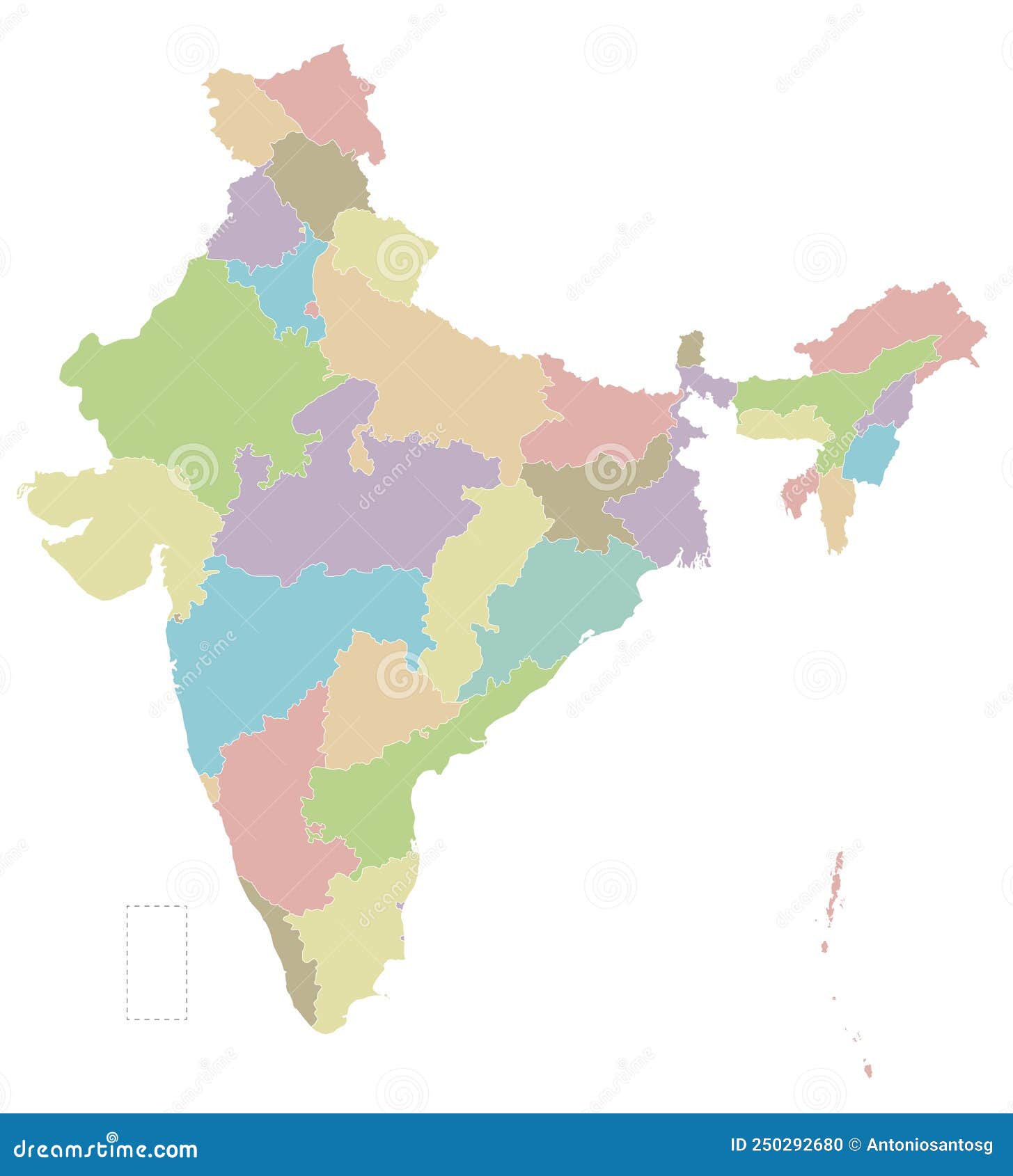 Vector Blank Map of India with States and Territories and ...