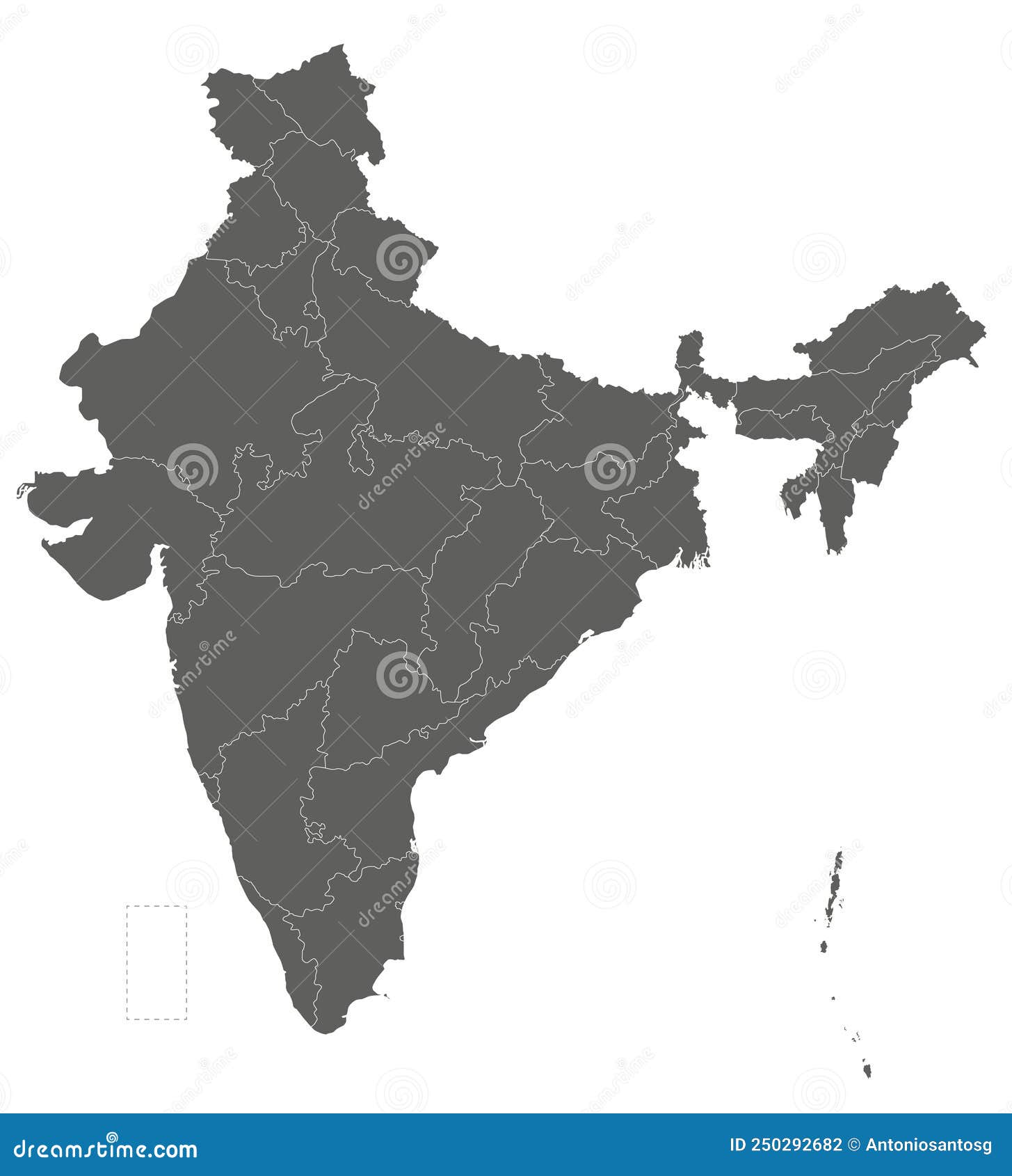 Vector Blank Map of India with States and Territories and ...