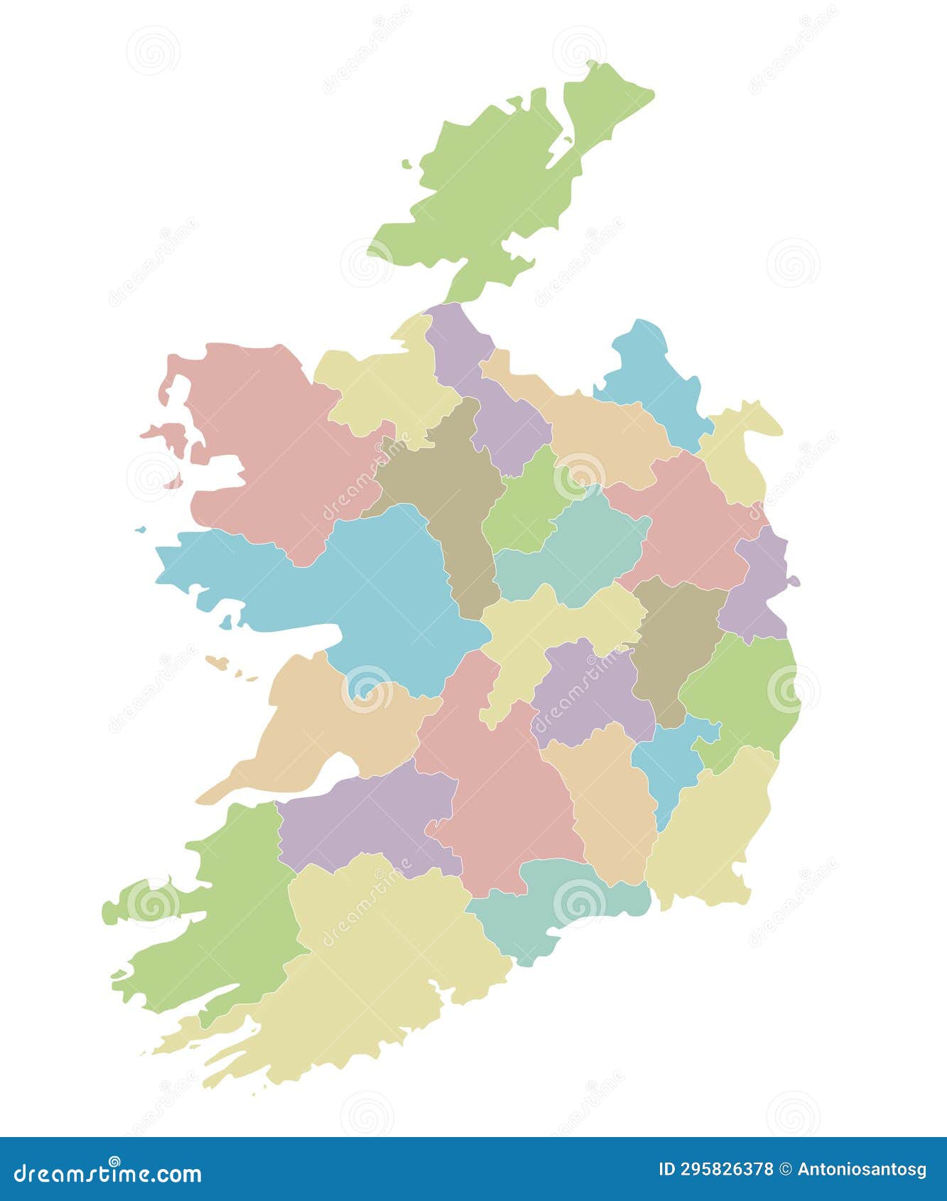 Vector Blank Map of Ireland with Counties and Administrative Divisions ...