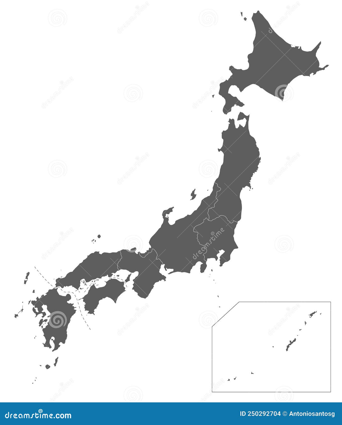 Vector Blank Map of Japan with Regions and Administrative Divisions ...