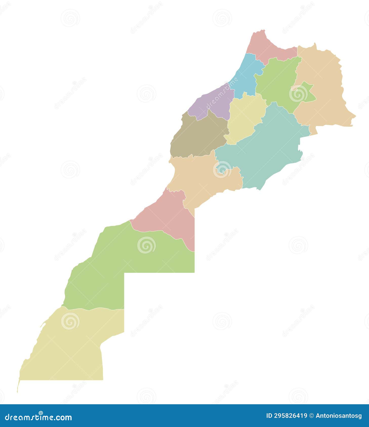 Vector Blank Map Of Morocco With Regions And Administrative Divisions | CartoonDealer.com #295826419