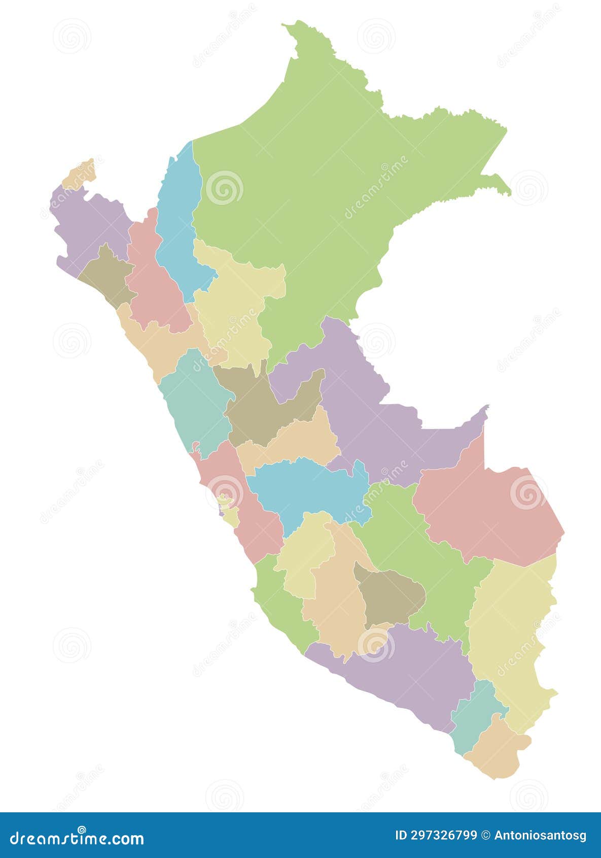 Vector Blank Map of Peru with Departments, Provinces and Administrative ...