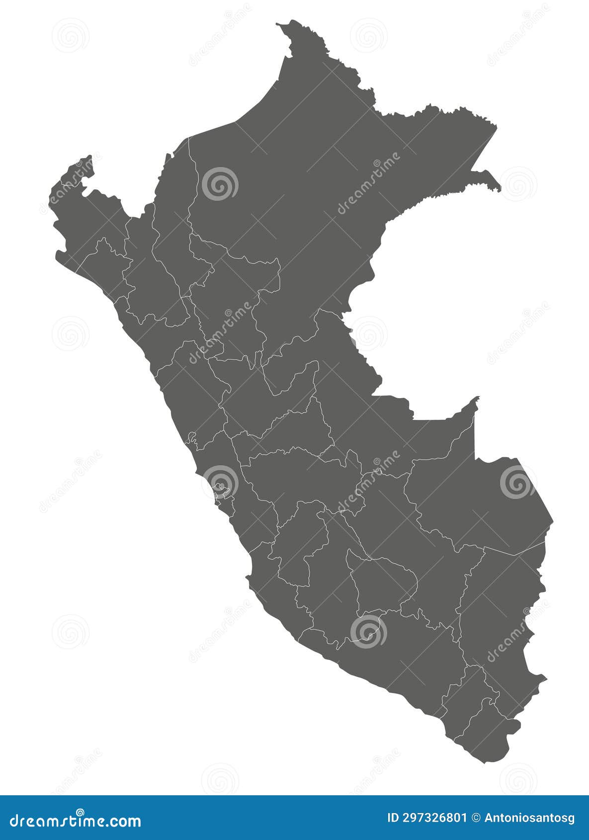 Vector Blank Map of Peru with Departments, Provinces and Administrative ...