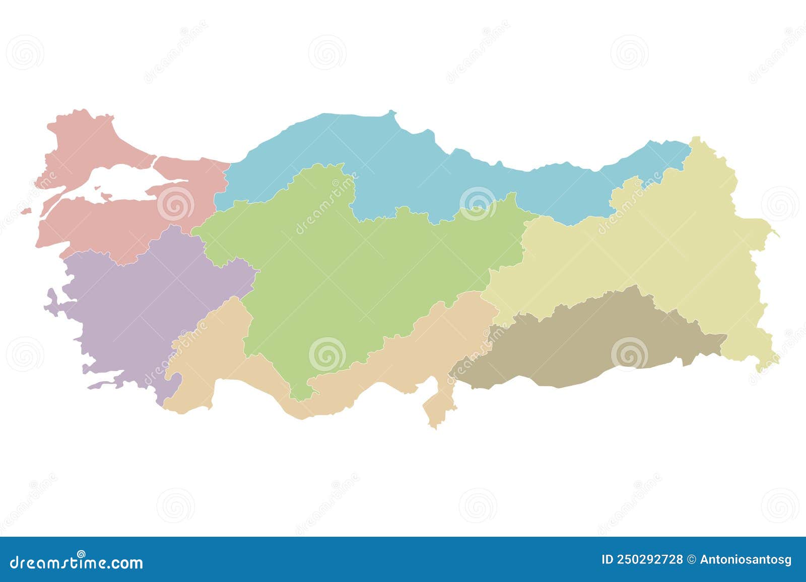 Blank Map Of Turkey. Regions Of Turkey Map. High Detailed Gray Vector ...