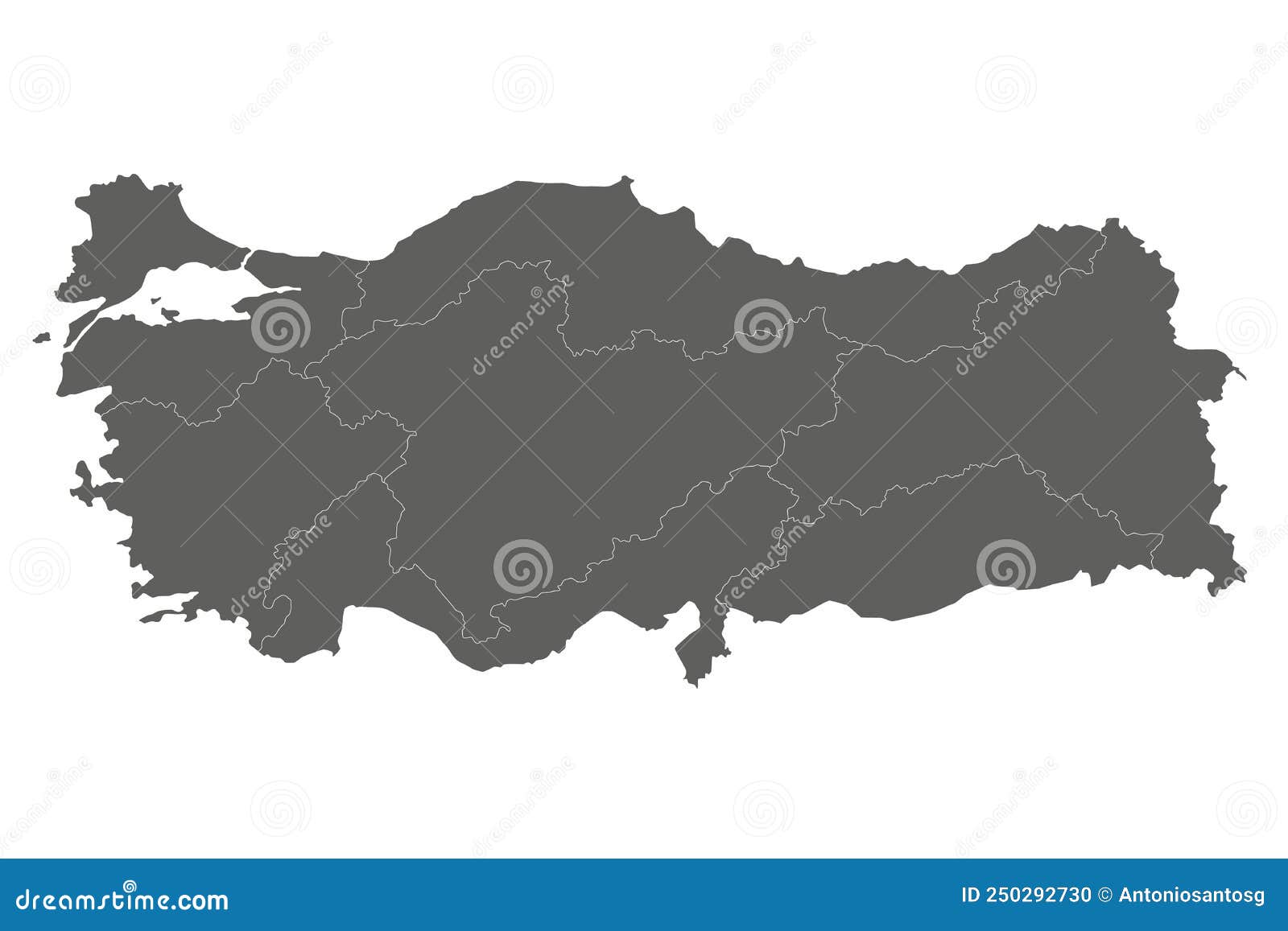 Vector Blank Map of Turkey with Regions and Geographical Divisions ...