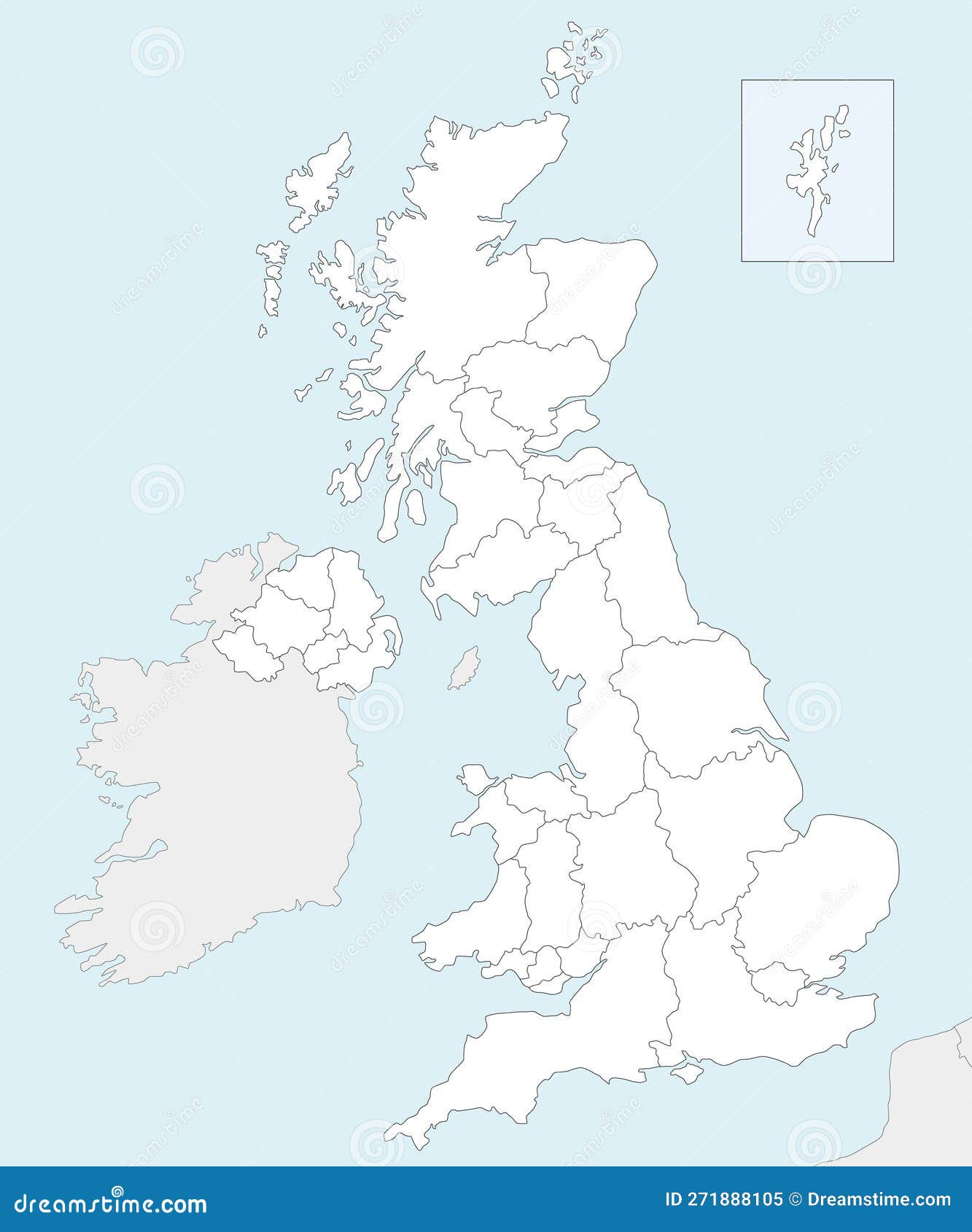 Vector Blank Map Of UK With Administrative Divisions, And Neighbouring ...