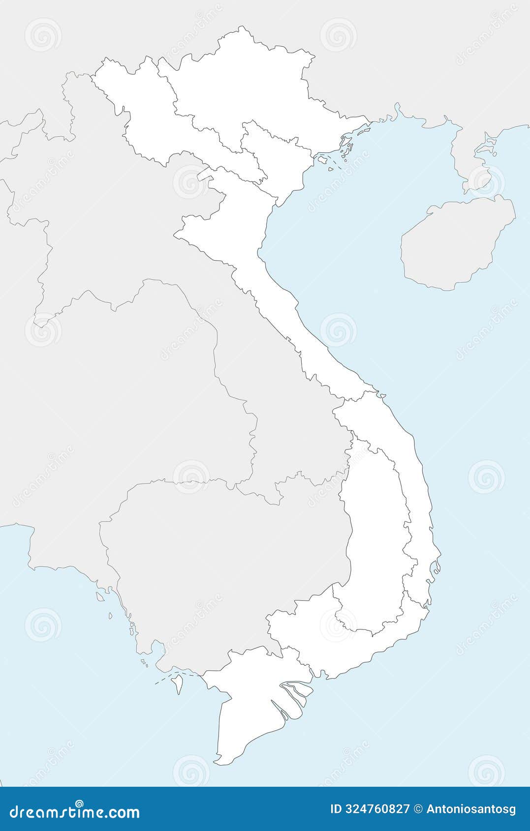 Vector Blank Map of Vietnam with Regions and Administrative Divisions ...