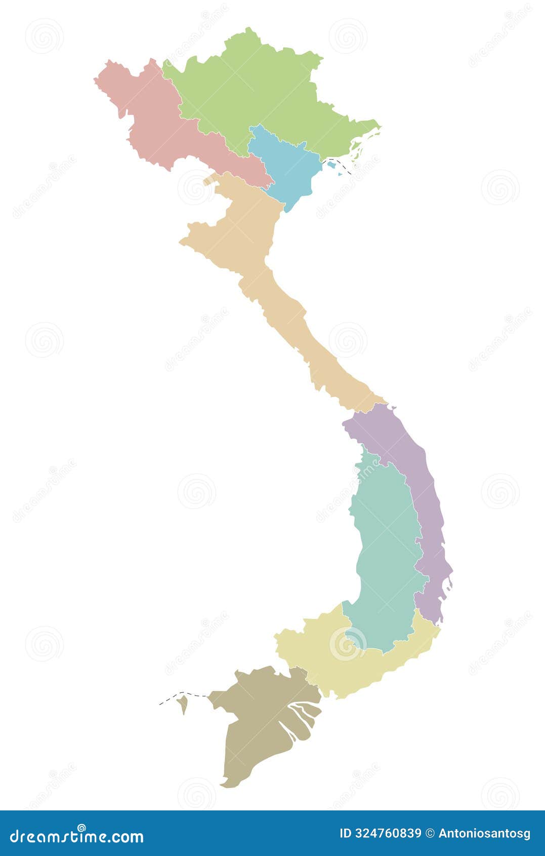 Vector Blank Map of Vietnam with Regions or Territories and ...
