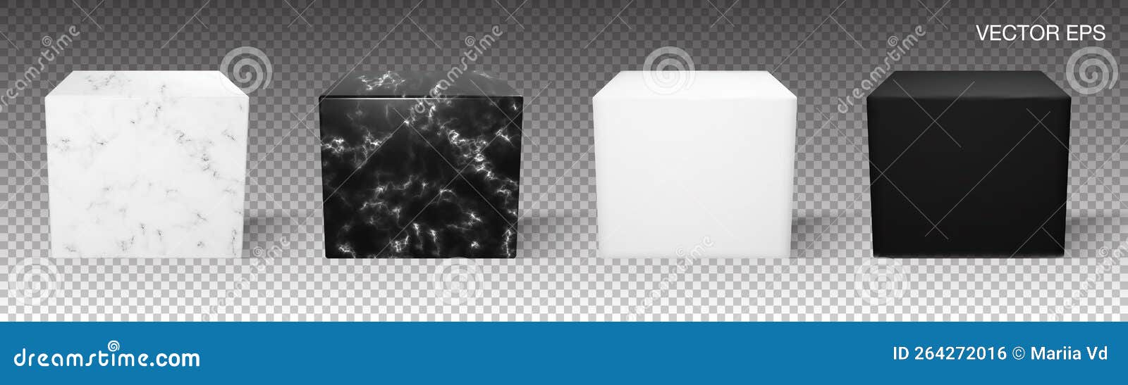 Vector Blank Marble Stand for Product Advertising. Set of Black and ...