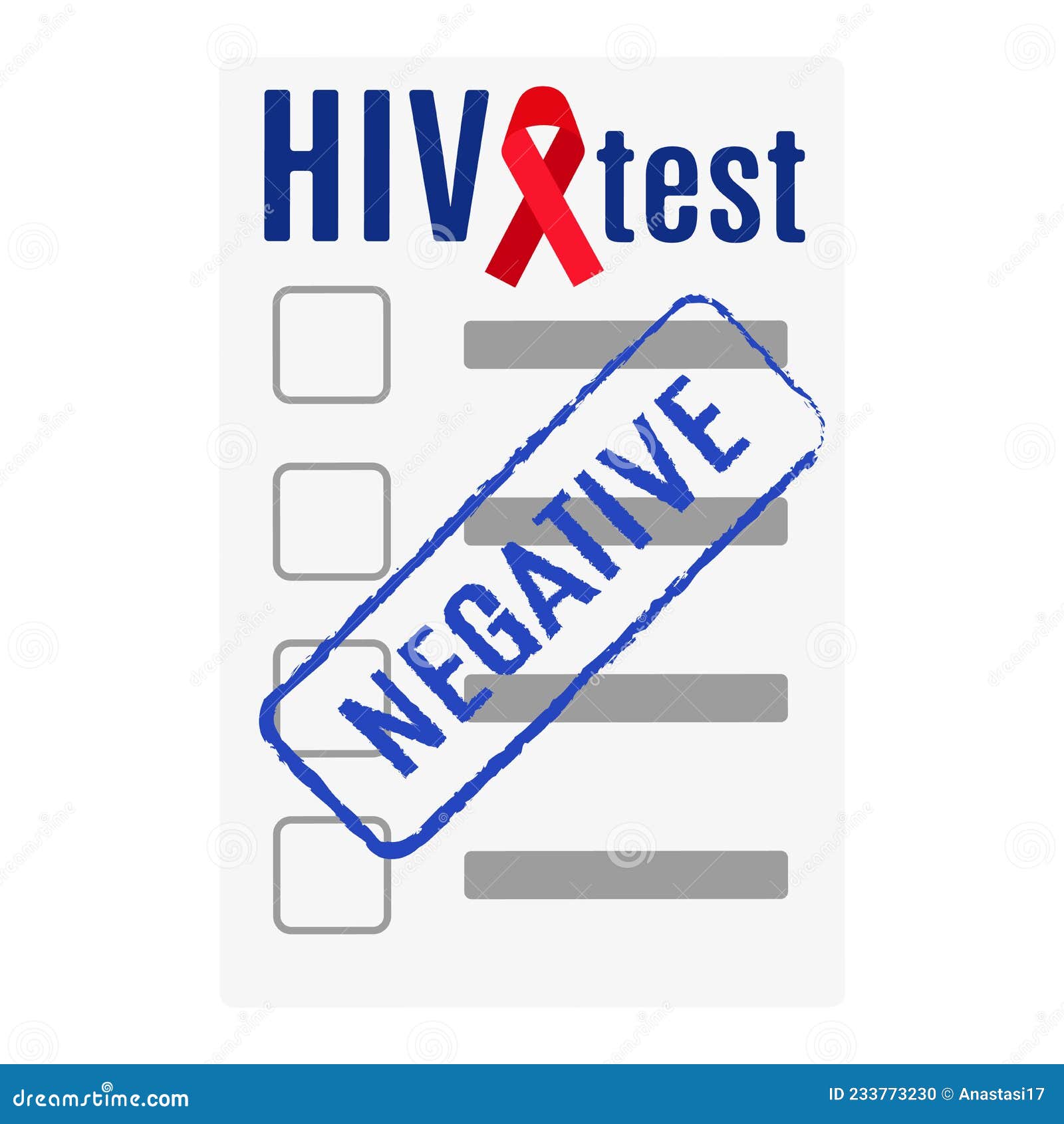Vector Blank with Negative Results or Blood Test for HIV Stock Vector ...