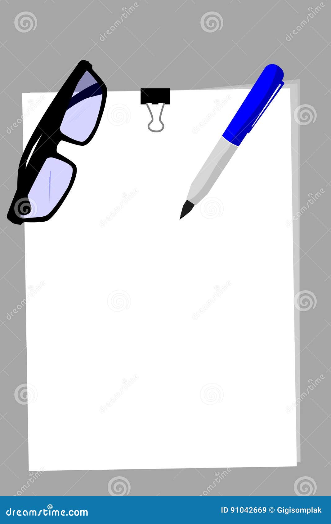 Blank Note and and Pen at Gray Background Stock Vector - Illustration ...