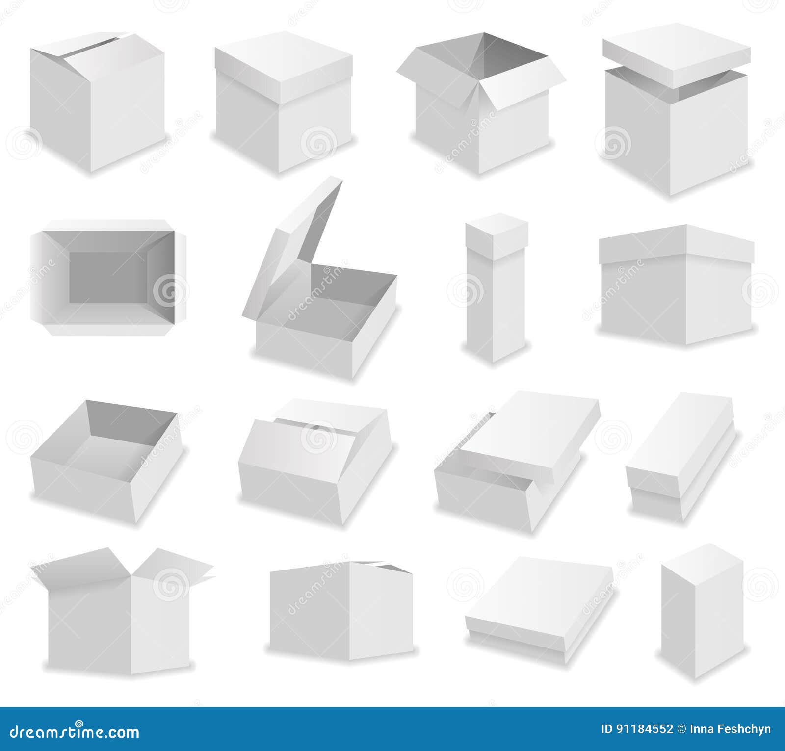 Vector Blank Packing Box on White Background. Realistic Opened Box ...