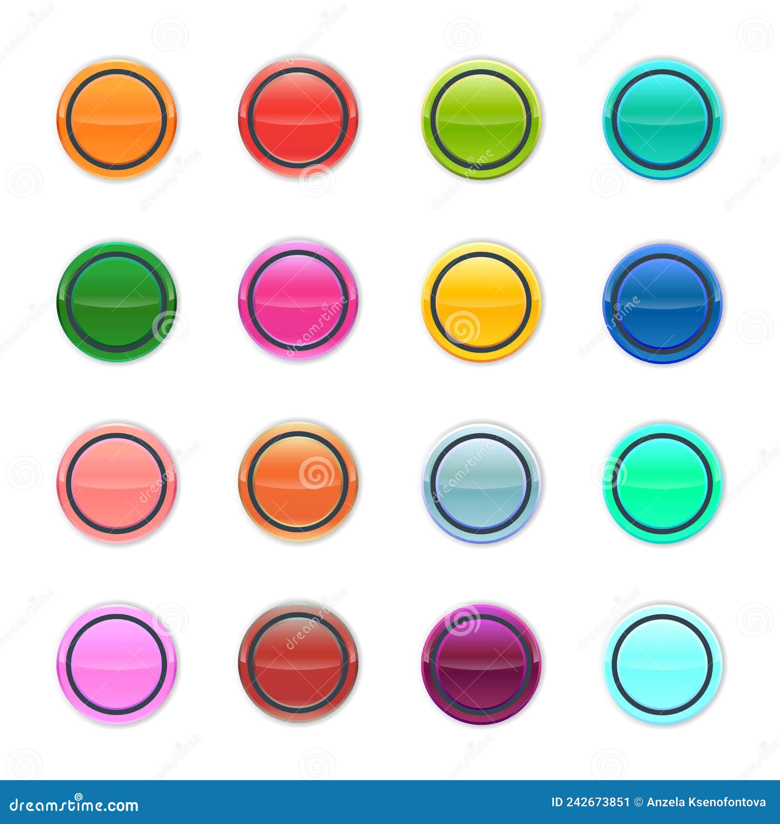 Vector Blank Round Button Set. Icon Template for Infographics Design ...
