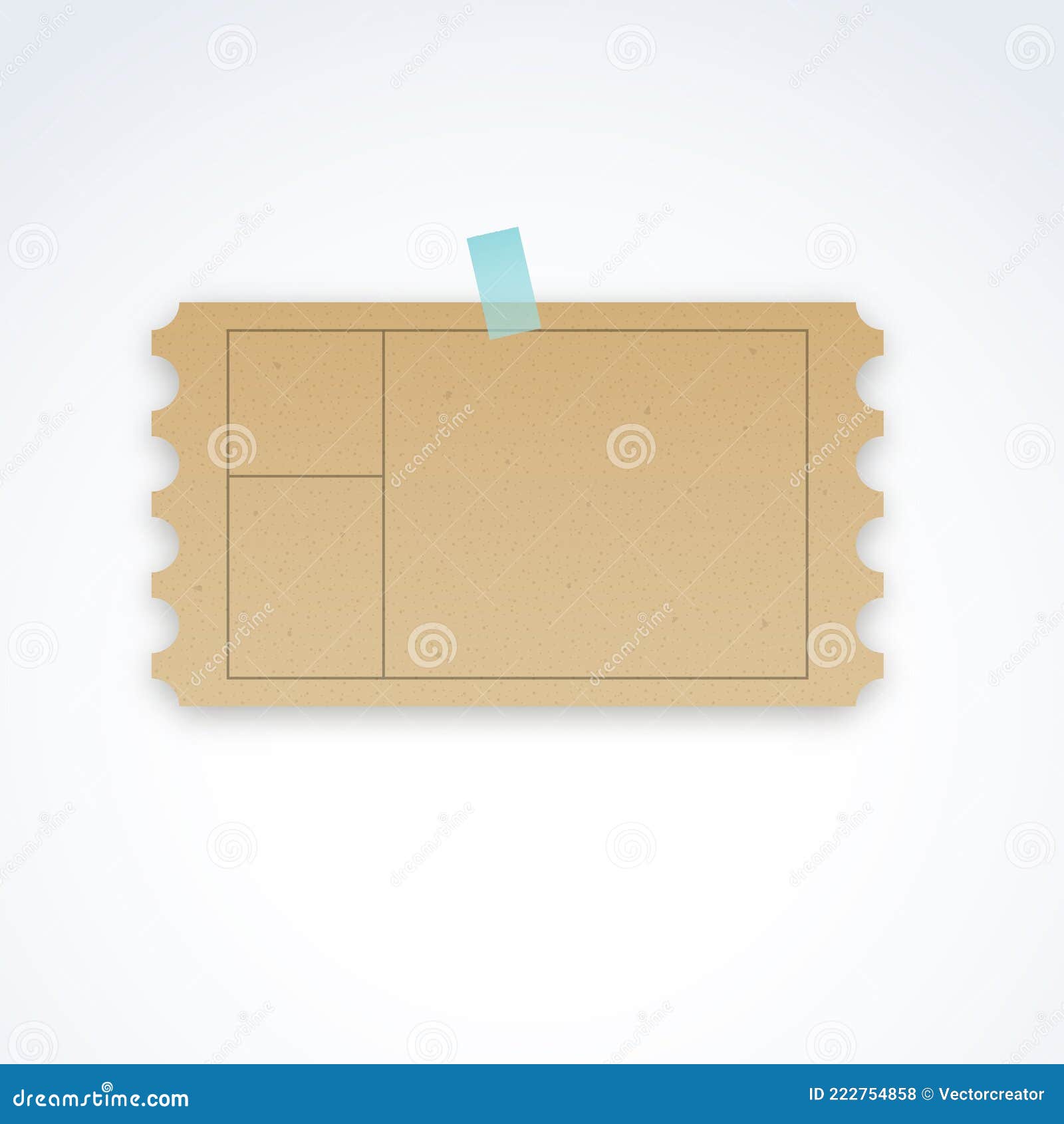 Vector Blank Ticket Template with Cardboard Texture and Perforated ...