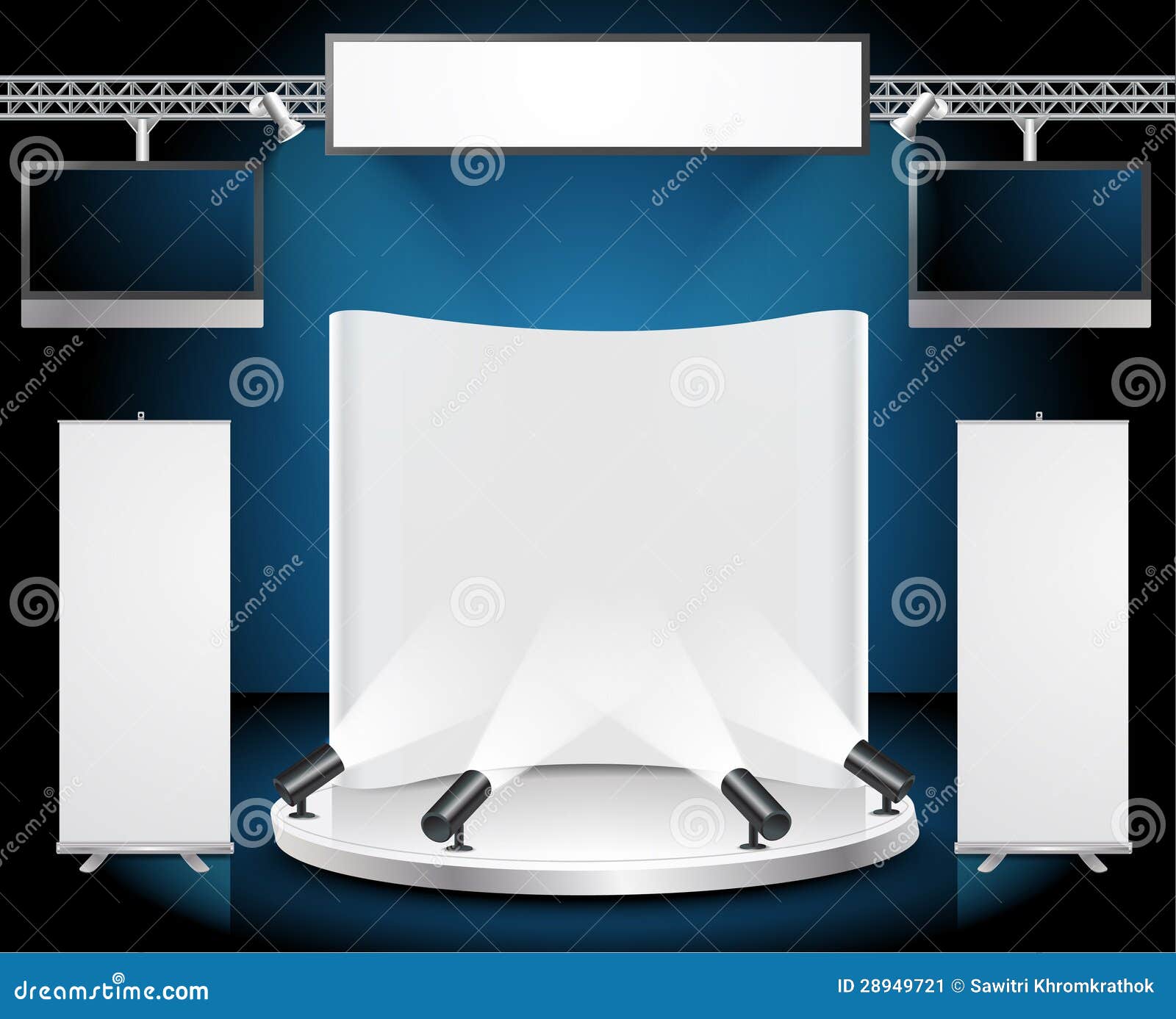 Blank Trade Stand Displays And Billboards Isolated On White Vector ...
