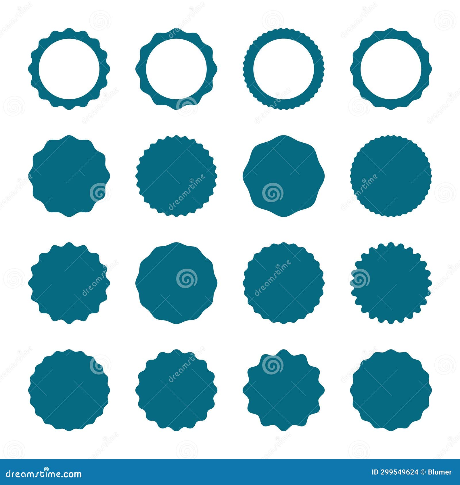 Vector Blank Wavy Edge Circle Sticker Set Stock Vector - Illustration ...